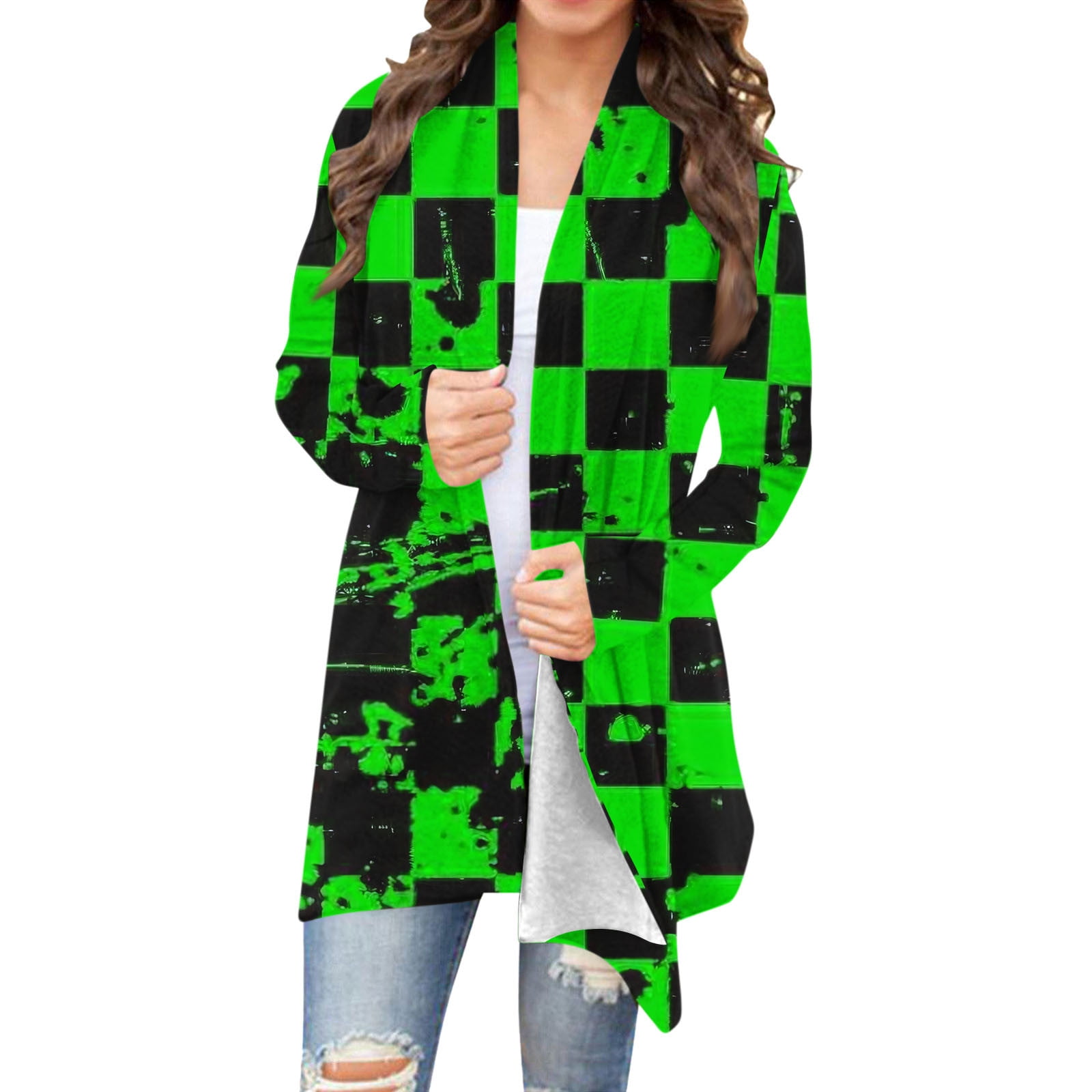 Yghzkop Jackets for Women Halloween Print Open Front Cardigan Casual ...