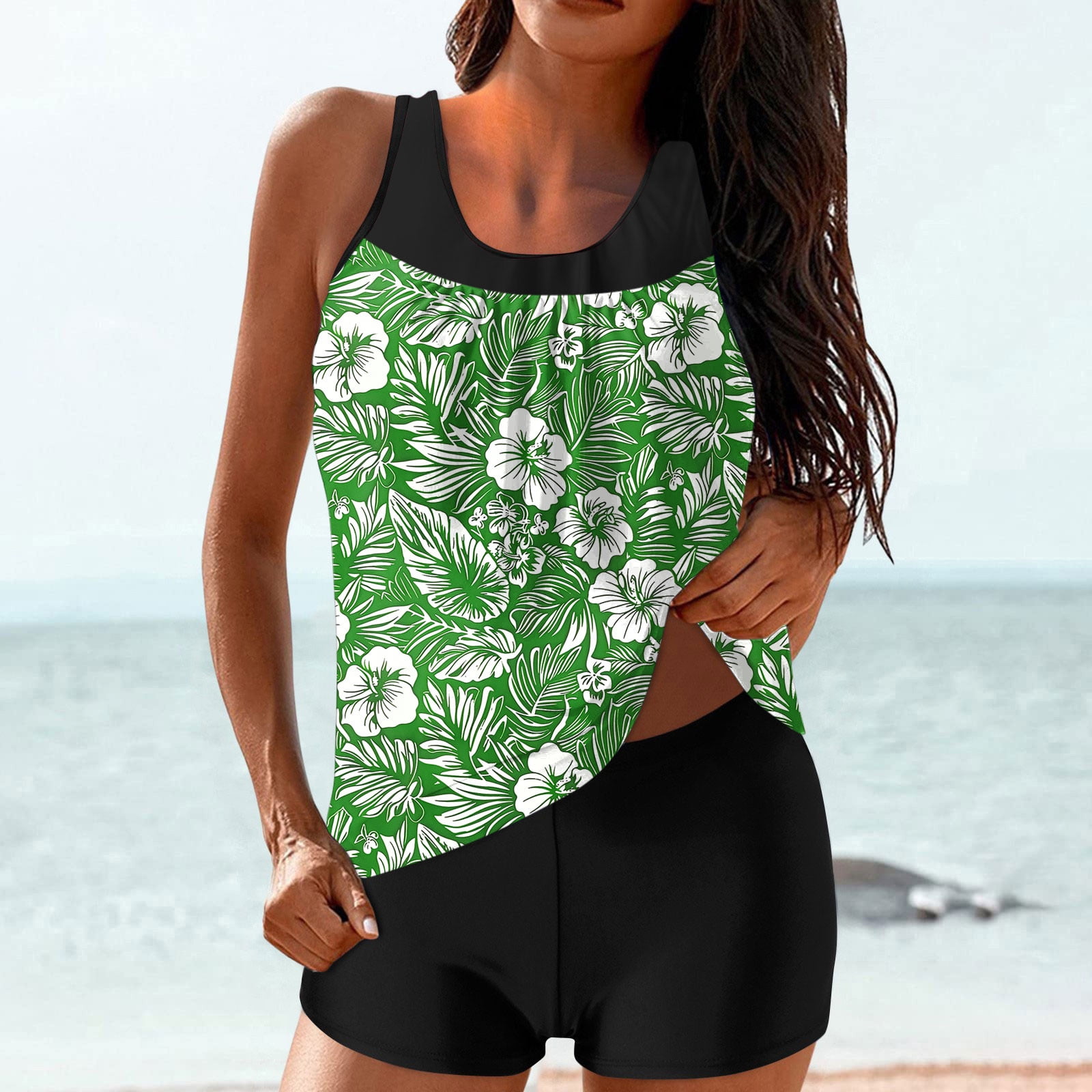 Yghzkop Two Piece Tankini Swimsuits for Women Strappy Back Bikini Set ...