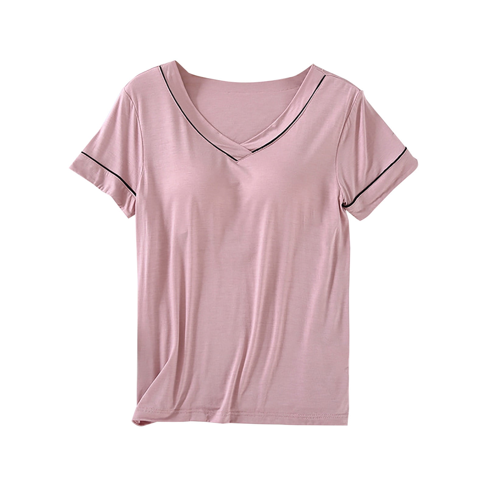 Yghzkop Women's Built-In Breast Support Pajama Short Sleeve Home ...