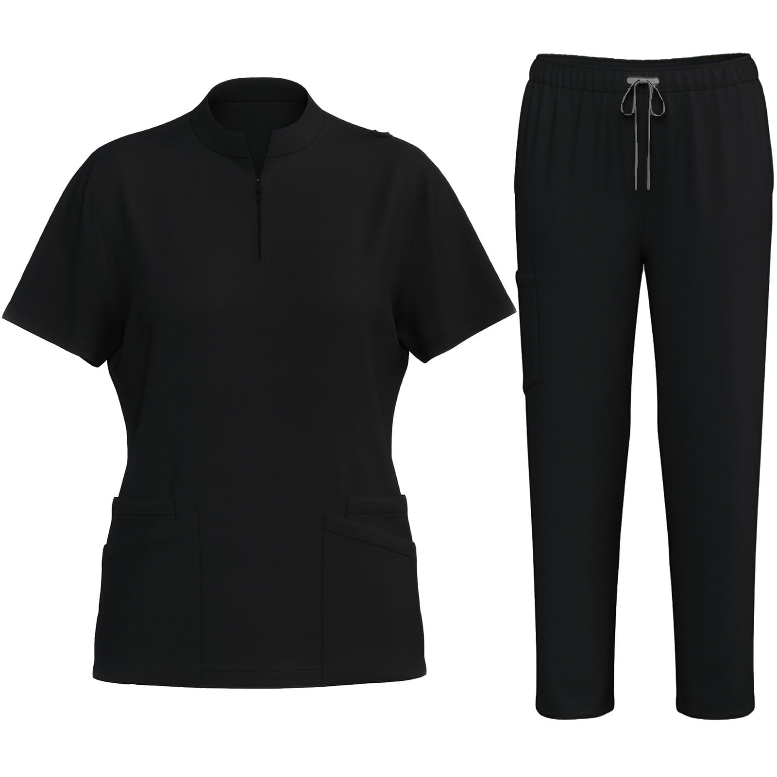 Yghzkop Women's Medical Scrubs Set V Neck Short Sleeve Top Drawstring ...