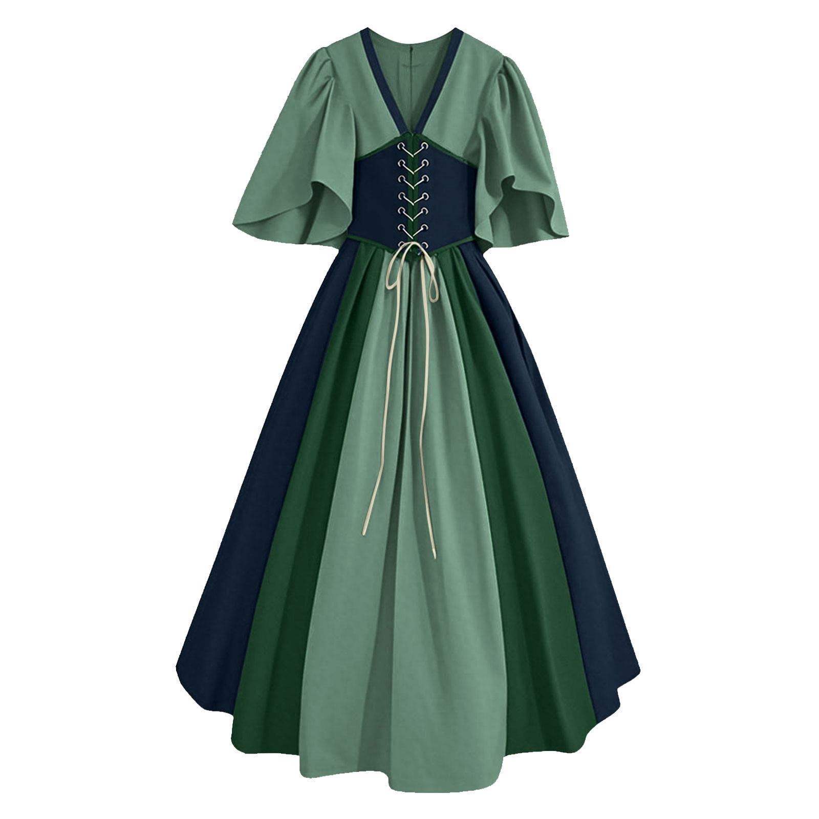 Yghzkop Womens Dresses Medieval Court Ball Gown Gothic Color Block Bell ...