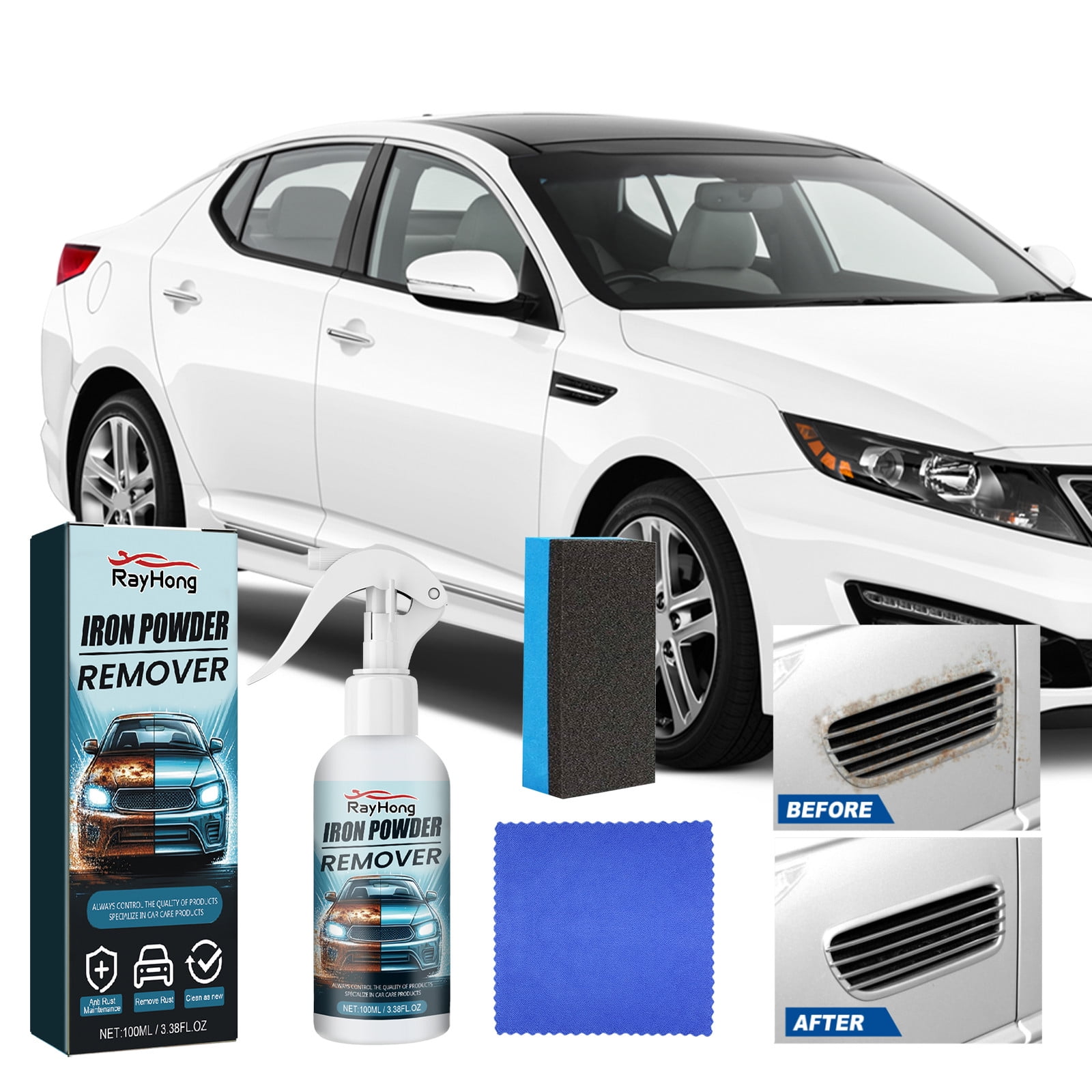 YgkuHd Clearance Cleaner Car Paint Rust Remover Wheel Iron Powder Rust ...