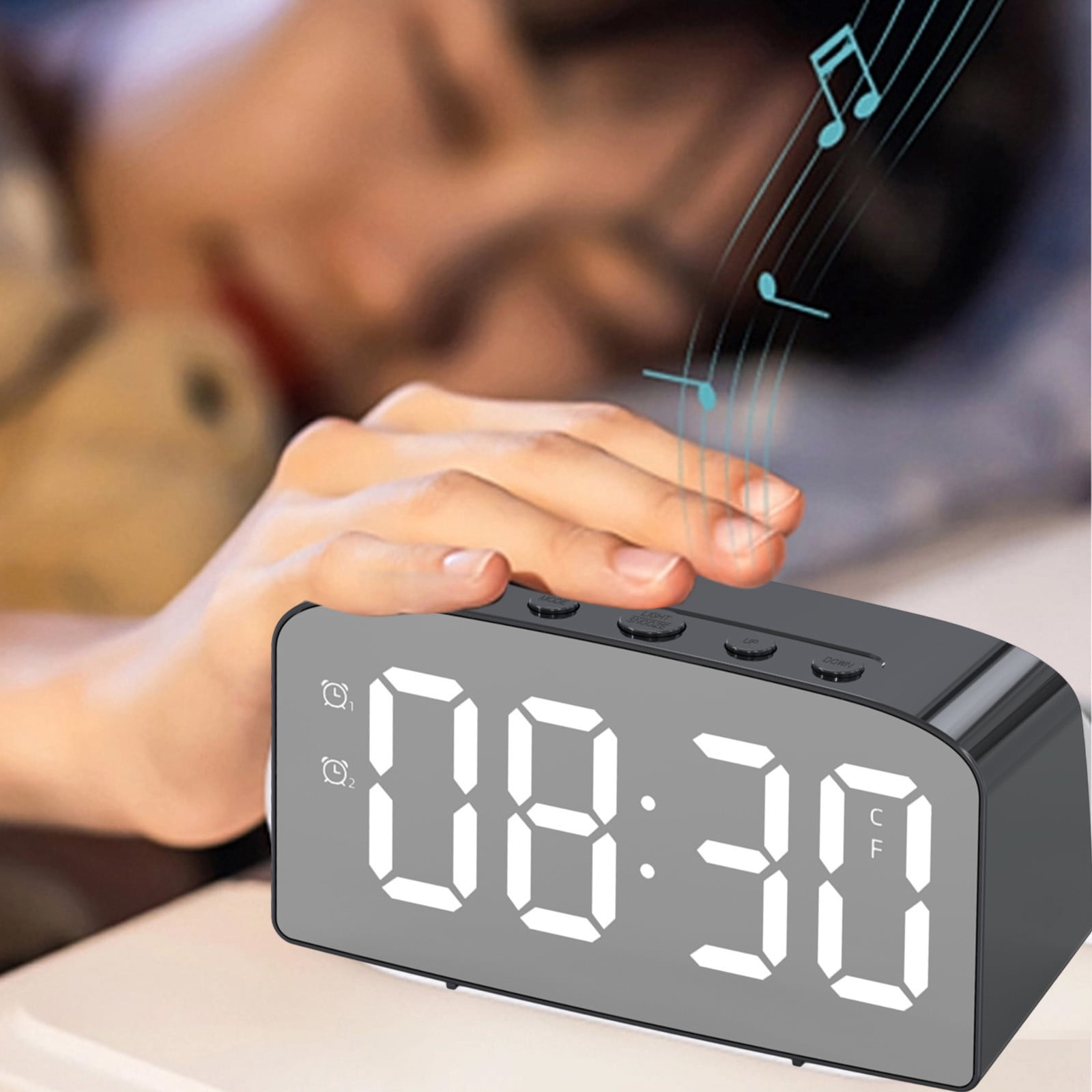 YgkuHd Digital Clock Large Display, LED Electric Alarm Clocks Mirror ...