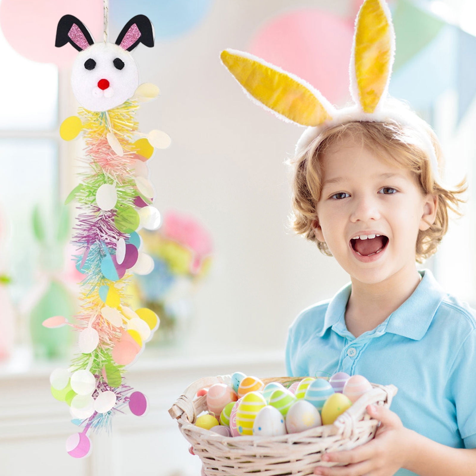 YgkuHd Easter Cartoons Rabbits Decoration Color Strip Ornaments Holiday ...
