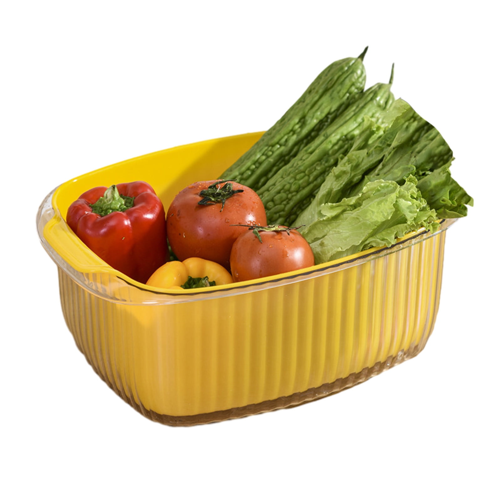 YgkuHd Large Capacity Double Washbasin, Kitchen Vegetable Basket ...