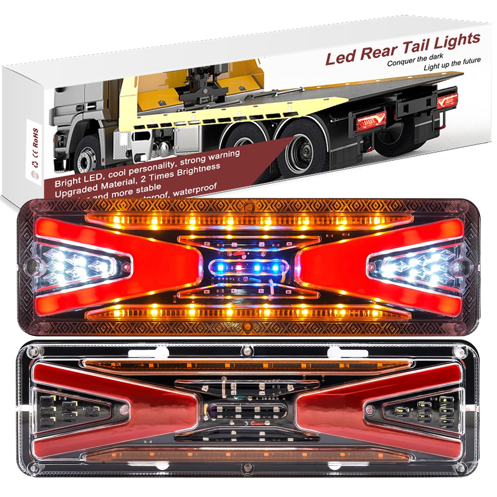 Ygmyland BB Sequential LED RRF12 Truck Trailer Tail Lights - 24V Turn ...