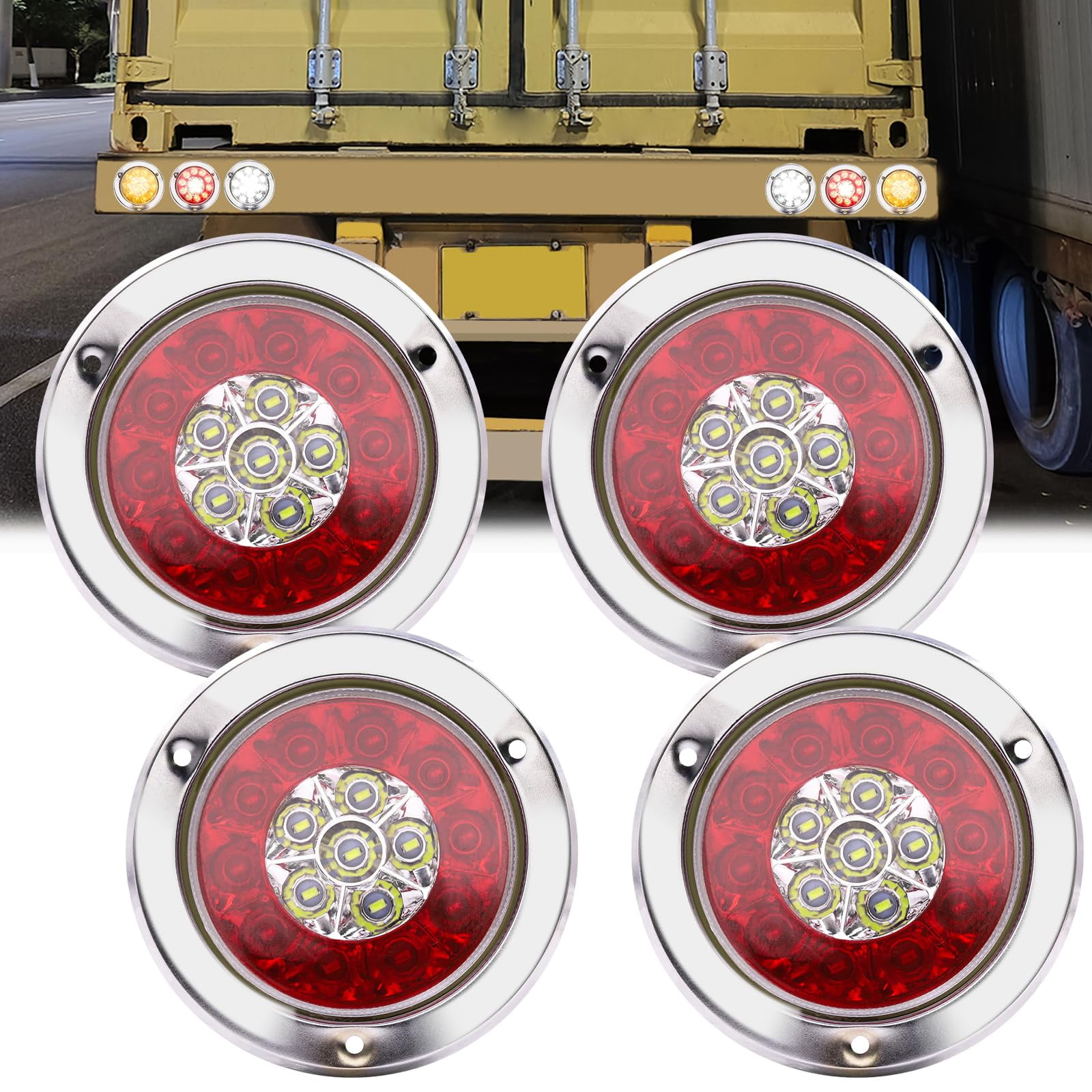 Ygmylandbb 4 inch round DHF10 led tail lights, led tail lights for trucks, 4” round led tail ...