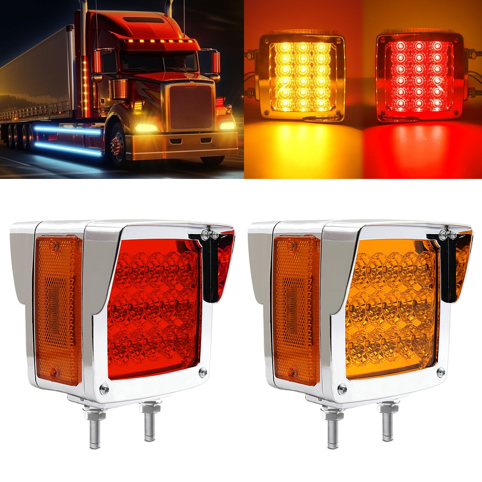 Ygmylandbb Double Faced Square MMF7 LED Lights, Led Truck Trailer Turn ...