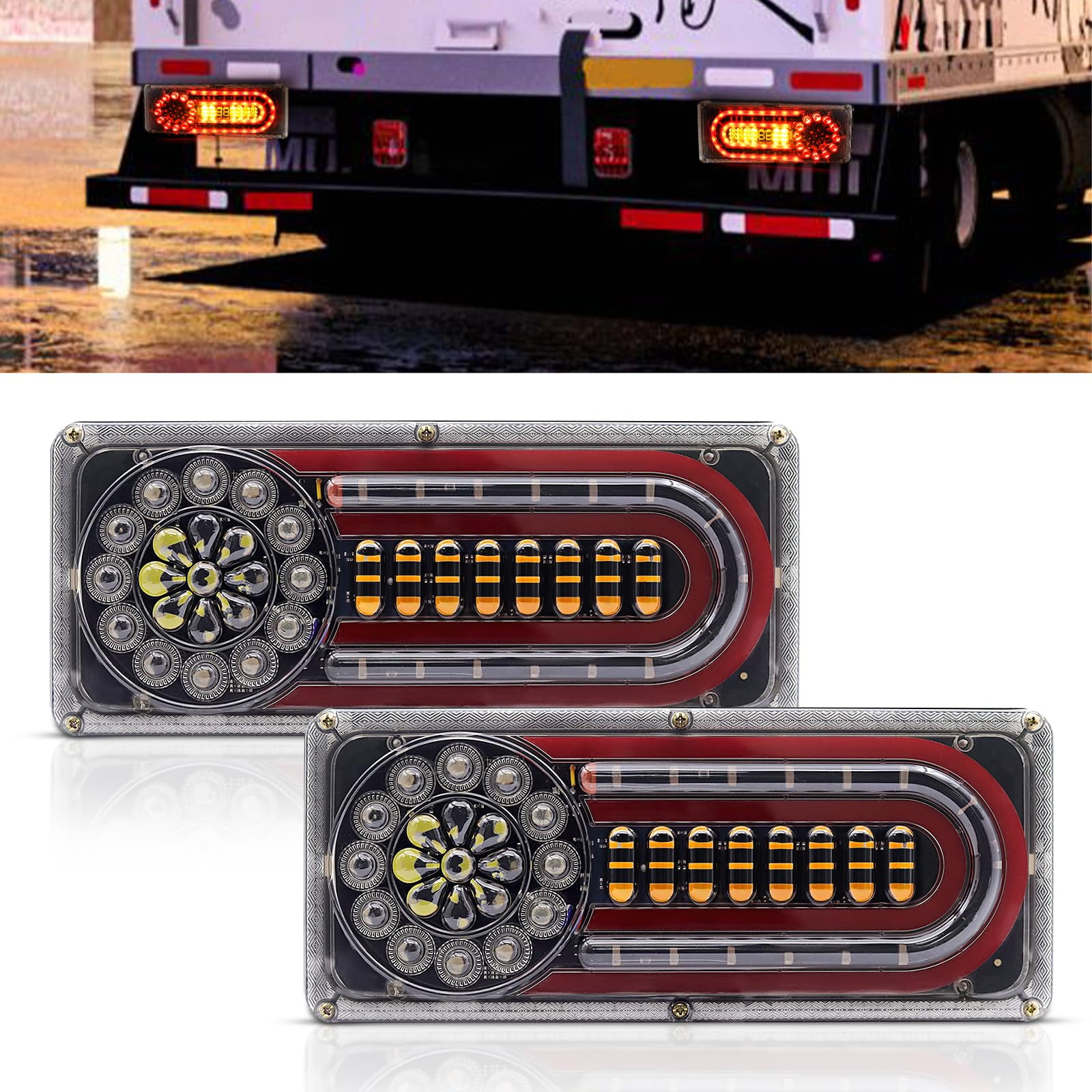 Ygmylandbb LED Truck/Trailer Tail KEF16 Lights, 5-in-1 Truck Flow Turn ...