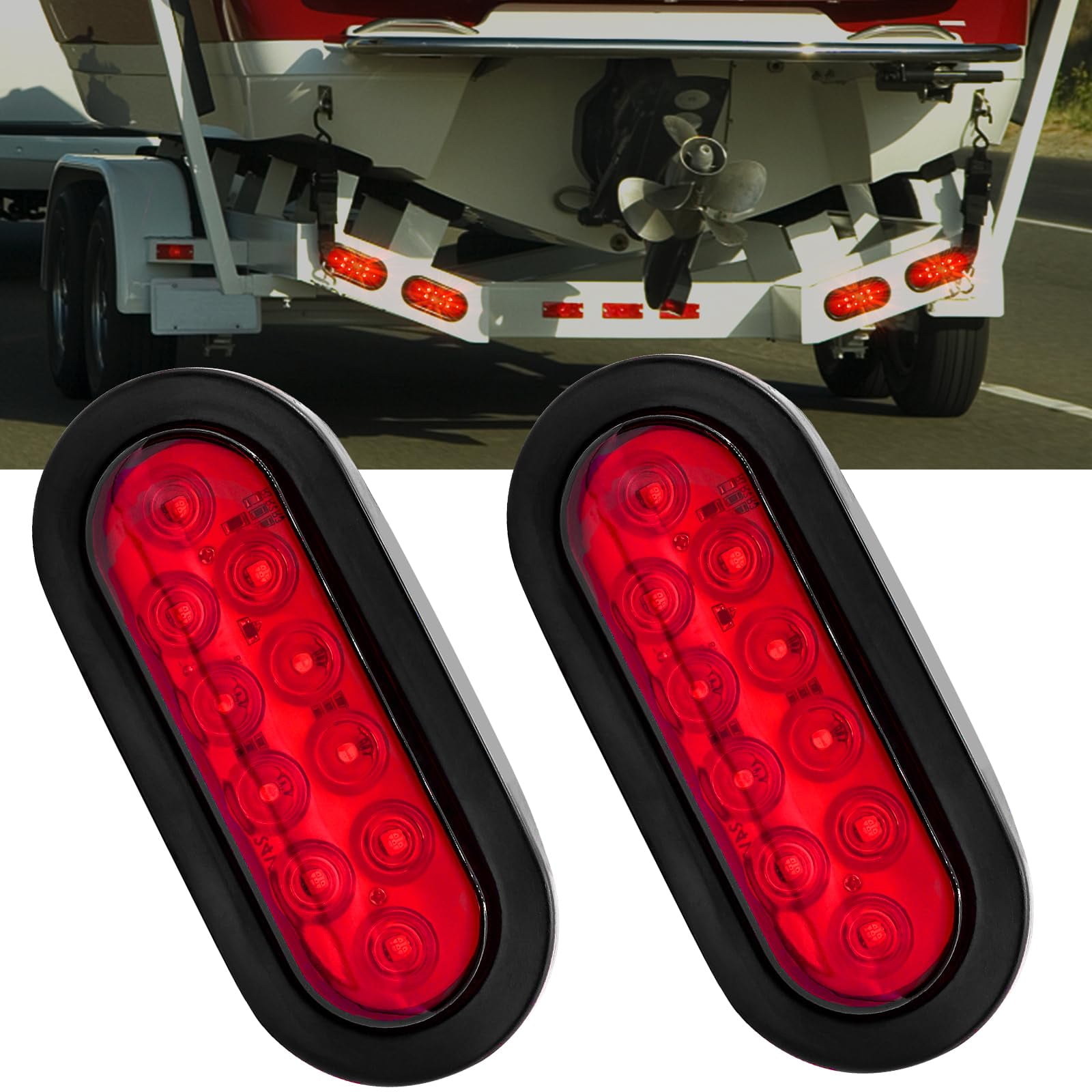 Ygmylandbb LED trailer tail SSF20 lights, 7 Inch 12V red Oval trailer ...