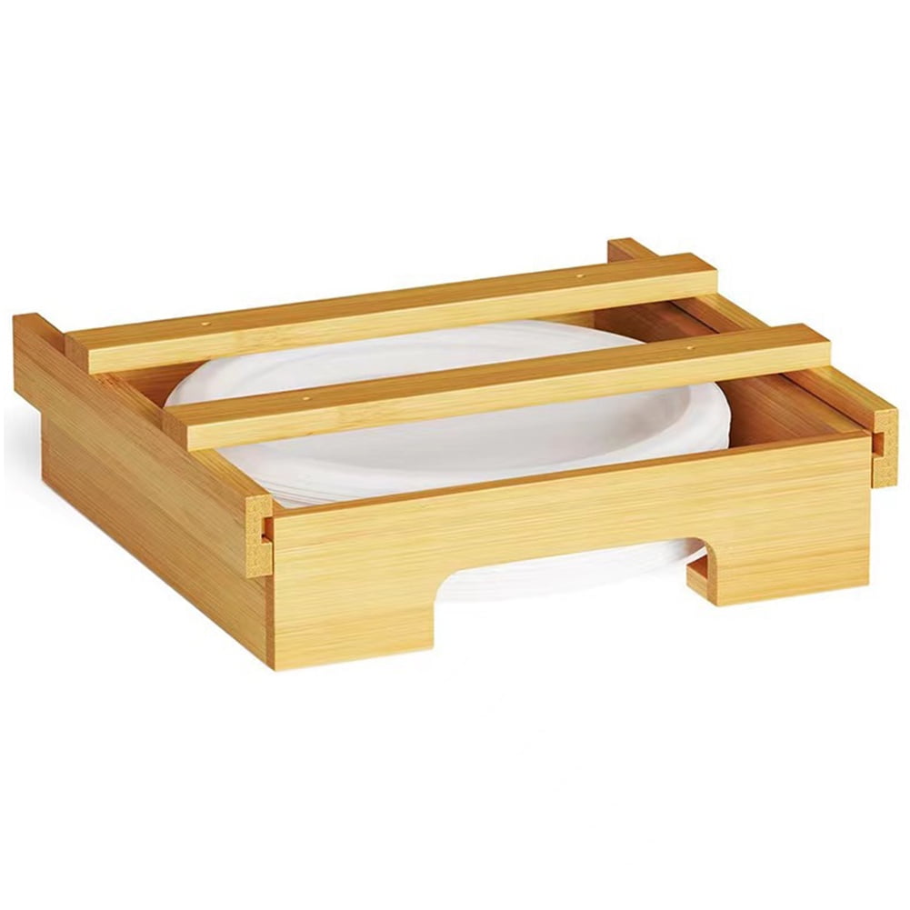 Yguping 10-Inch Bamboo Paper Plates Dipensers Countertop Paper Plate ...