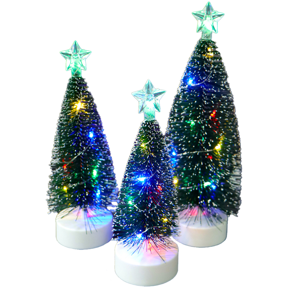 Yguping 3Pcs Artificial Christmas Tree with LED Light Tabletop Cute ...