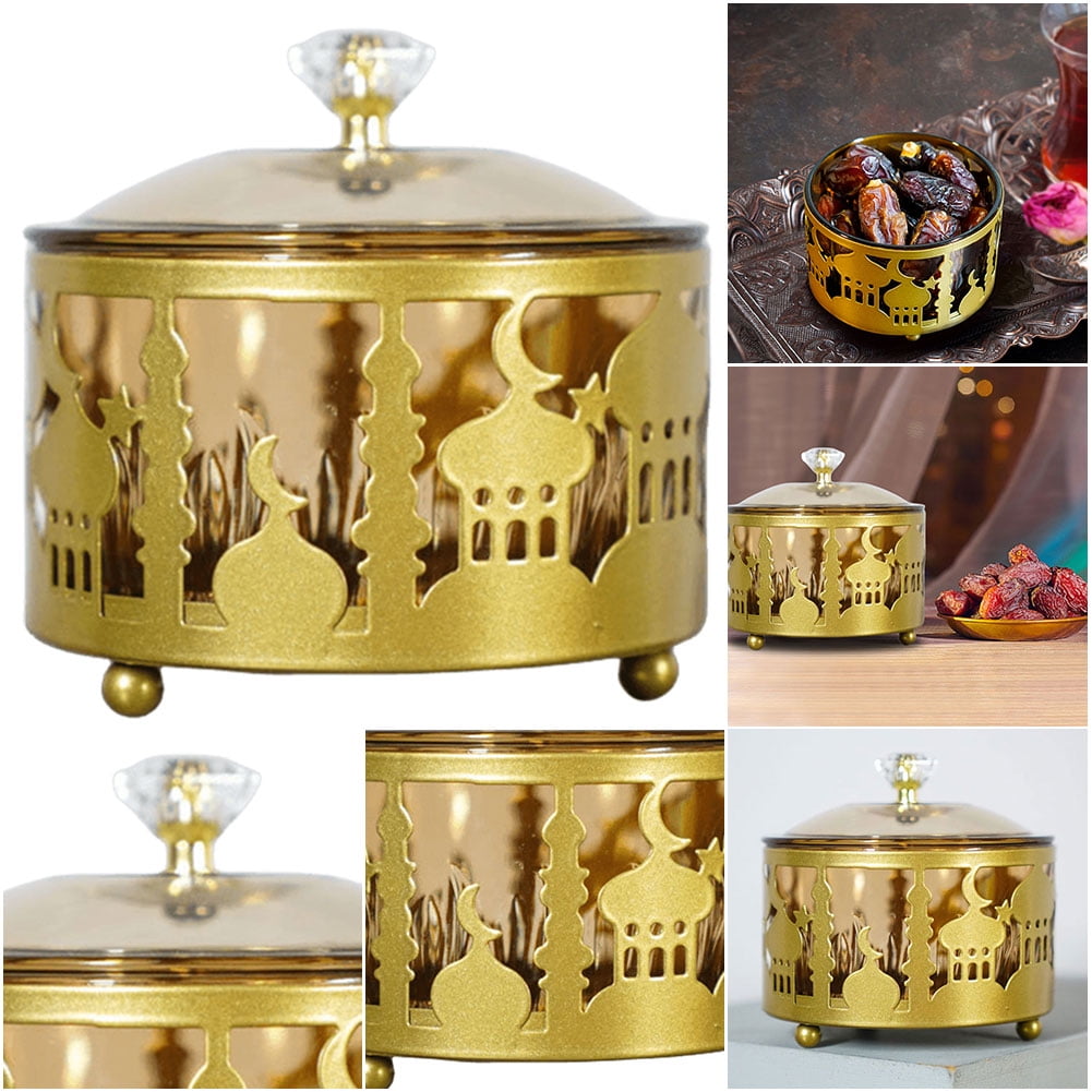 Yguping Eid Mubarak Dessert Tray Metal Food Ramadan Plate Decorative ...