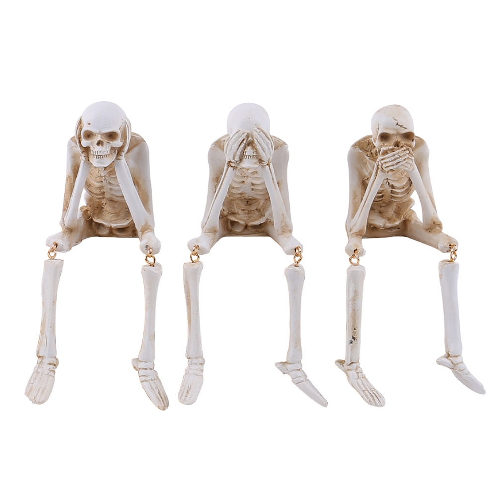 Yguping Halloween Resin Skull Statues, Resin Skeleton Sitting Shelf ...