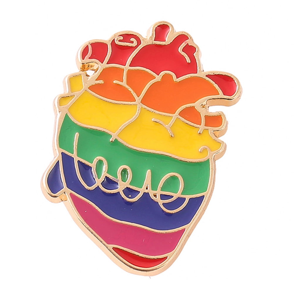 Yguping Rainbow Heart Badge Jewelry Metal Small Gestures Badge ...