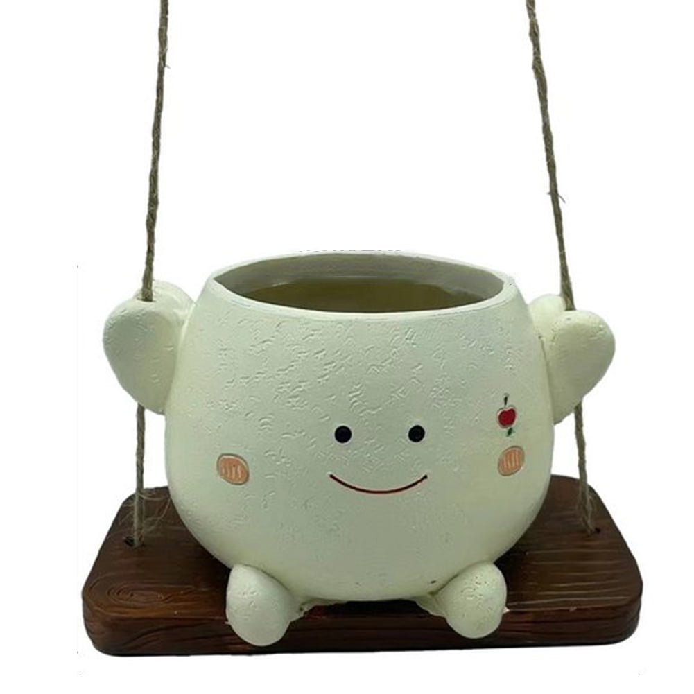 Yguping Swing Face Planter Pot Hanging Head Planter Smiling Outdoor ...