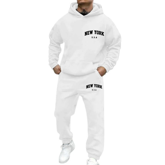 Yhkghxis NEW YORK Graphic Tracksuit Men 2 Piece Set Casual Workout ...