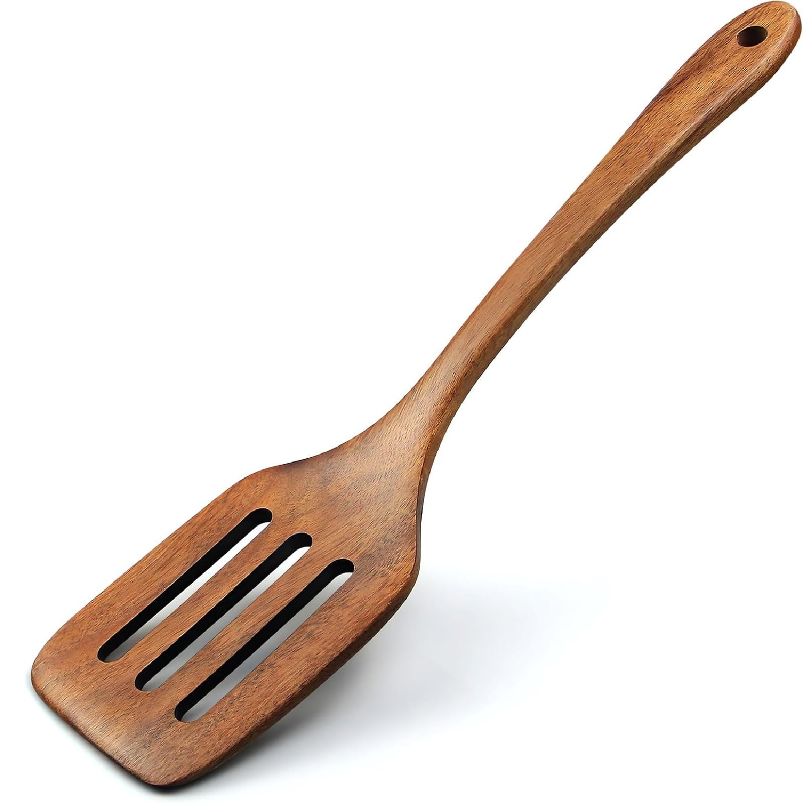 Yhmxh 12-Inch Wooden Slotted Spatula, Natural Frying Slotted Wood ...