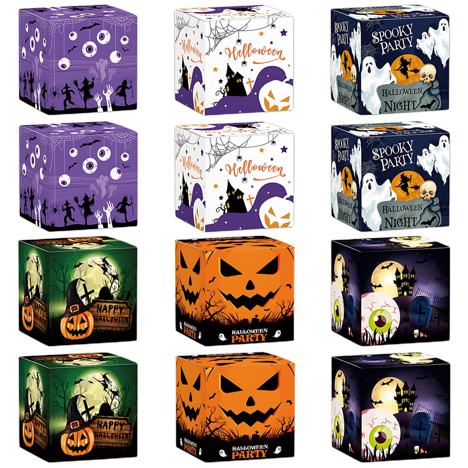 Yhmxh 12 Pieces Halloween Candy Treat Box Set Halloween Party Favors ...