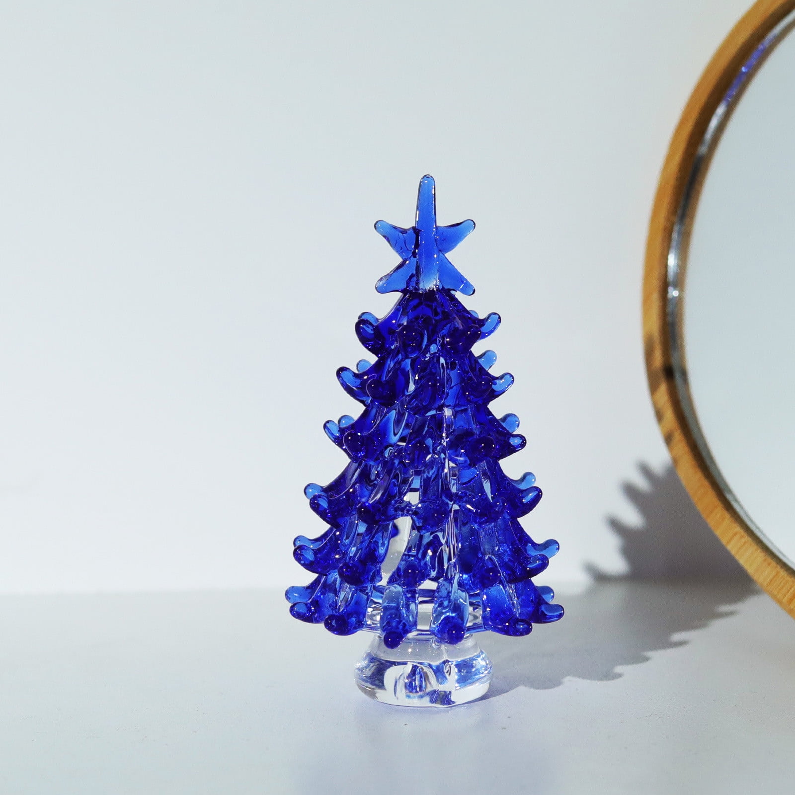 Yhmxh 2.5" Crystal Christmas Tree Figurine Mini Handmade Glass Tree for ...