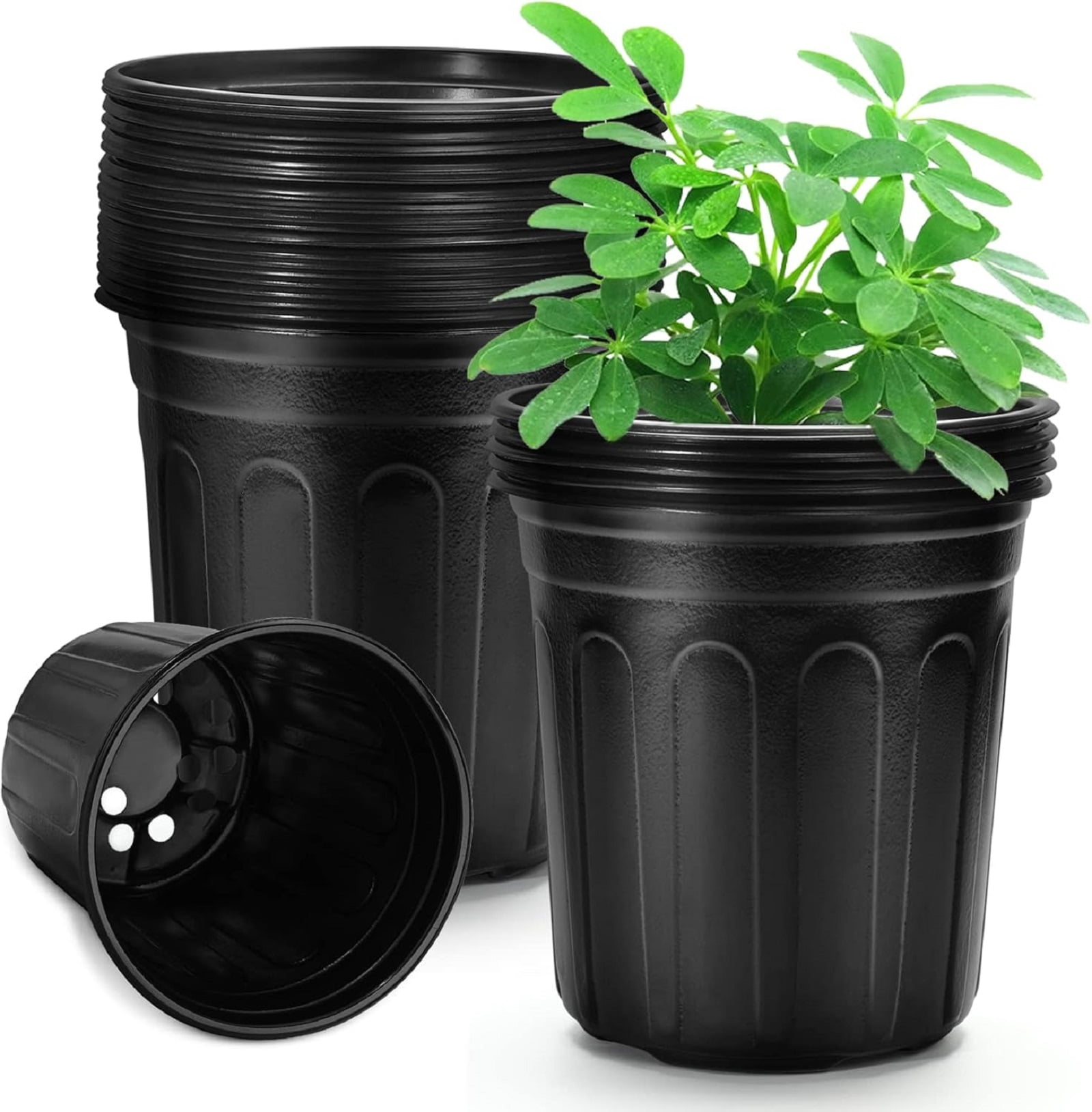 Yhmxh 20Pack 1 Gallon Plastic Plant Nursery Pots, Seedling Planters ...