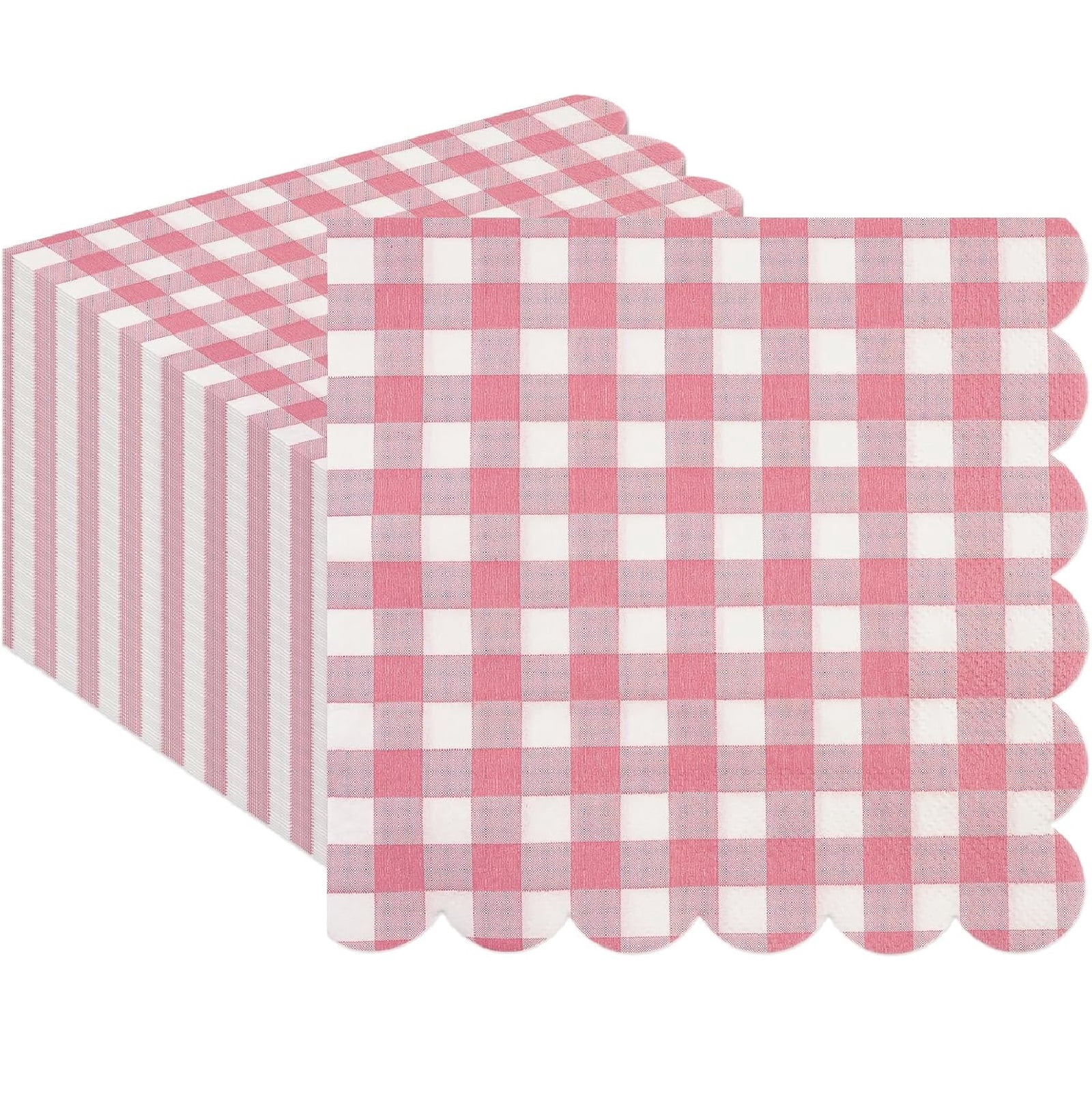Yhmxh 20Pcs Sage Scalloped Gingham Paper Napkins, Sage Red and White ...