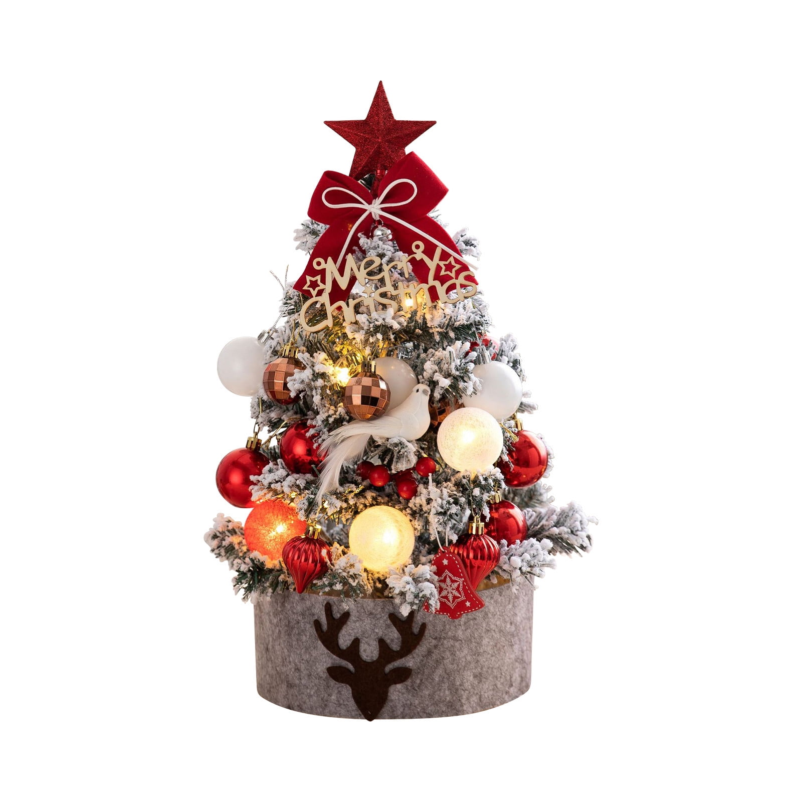 Yhmxh 23.62" Min Tabletop Mini Christmas Tree Set Artificial Christmas ...