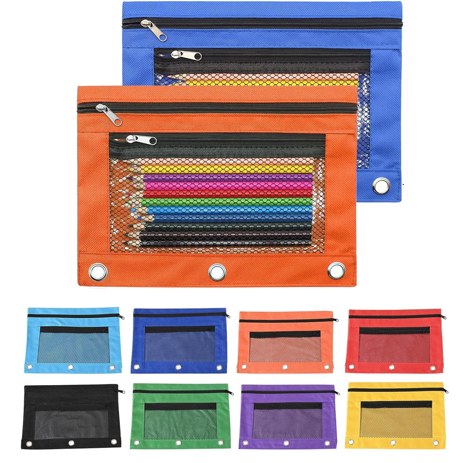 Yhmxh 3 Ring Binder Pencil Pouch - Oxford Fabric Pencil Case with 2 ...