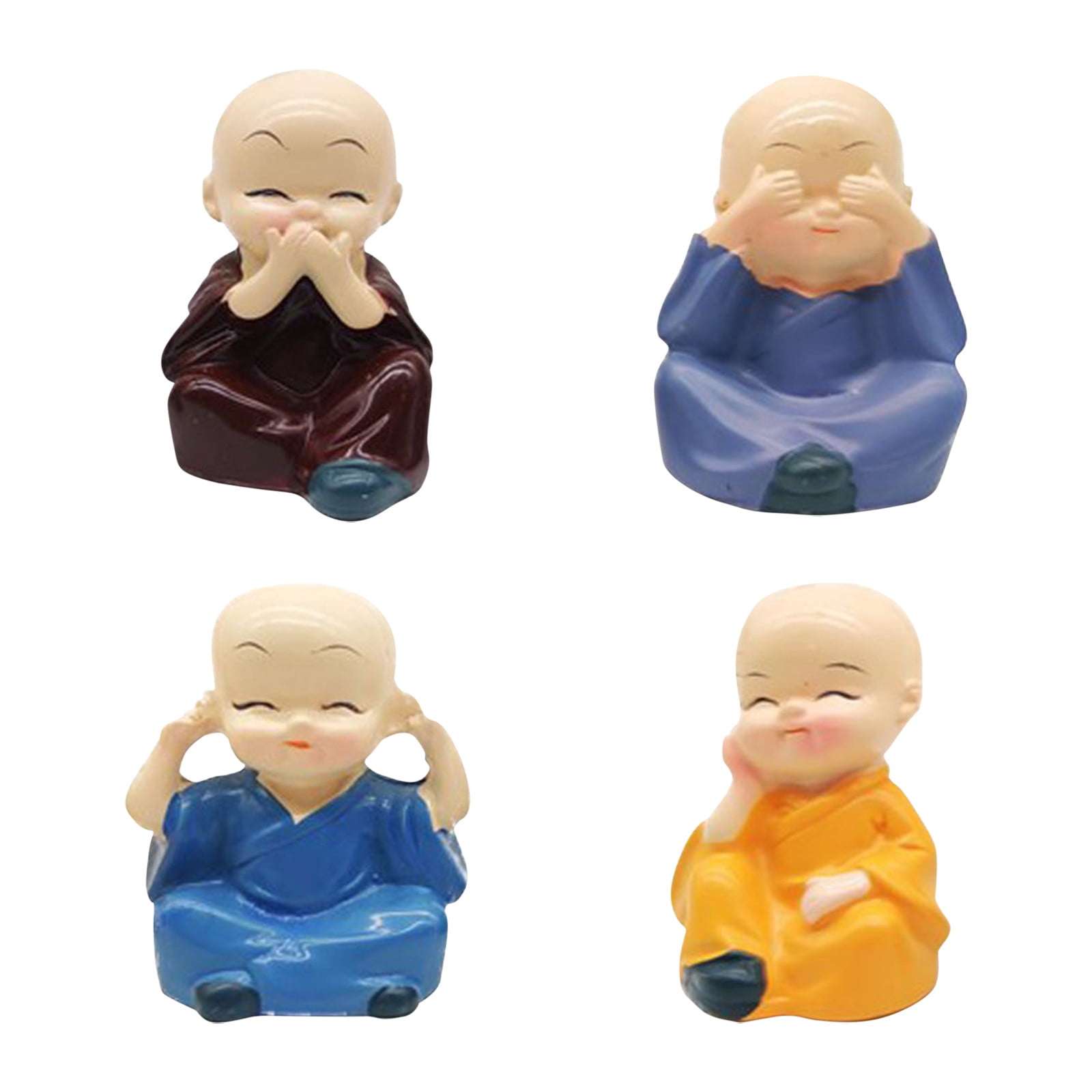 Yhmxh 4PCS Cute Small Ceramic Monk Statues Buddha Statue for Indoor ...