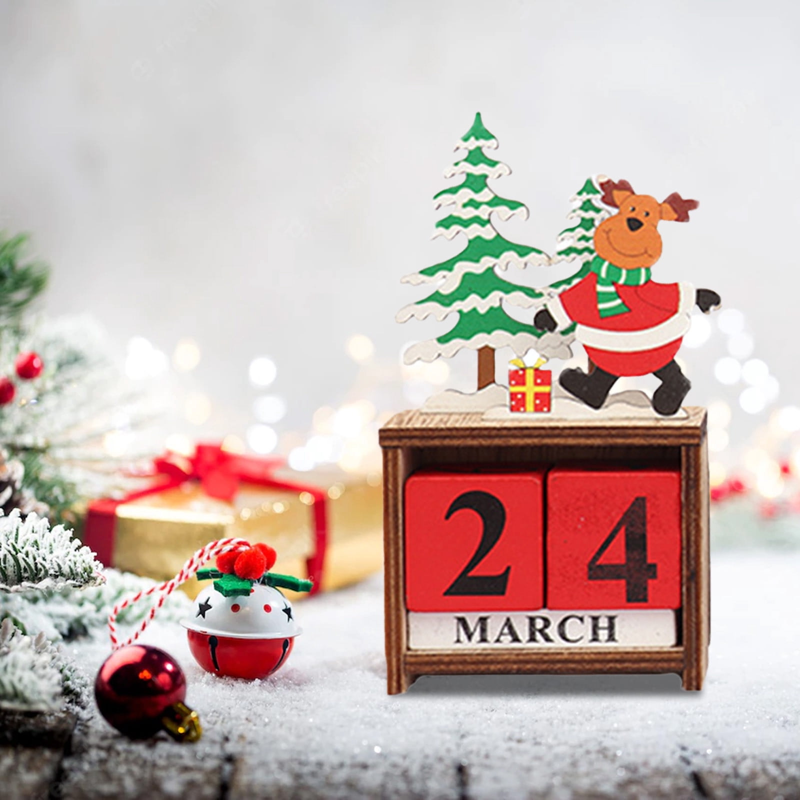 Yhmxh Advent Calendar-Christmas Vertical Countdown Calendar, Red Wooden ...