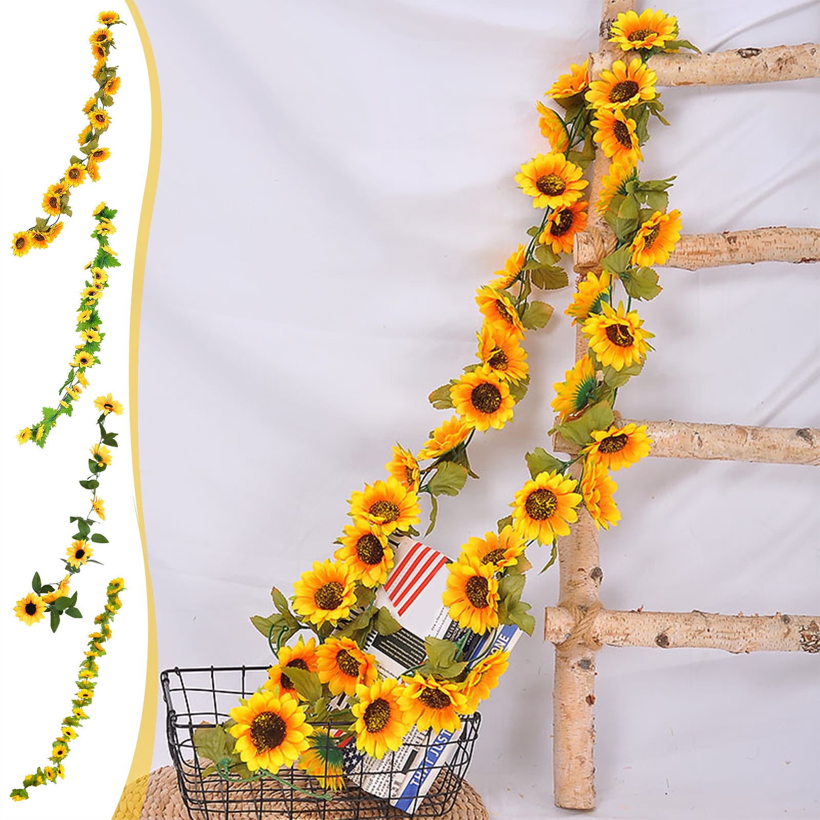 Yhmxh Artificial Sunflower Garland Fall Decor, 7.5ft Silk Artificial ...