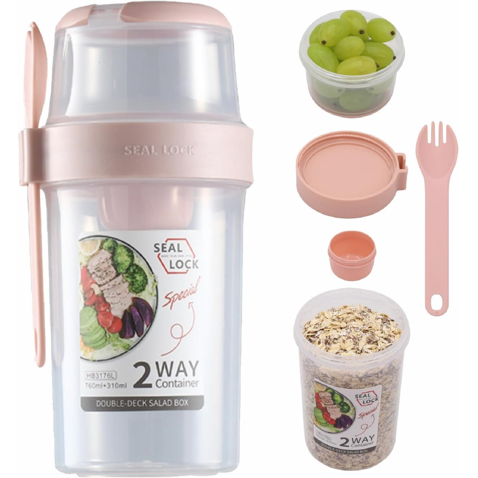 Yhmxh Breakfast Cups, Salad Shaker Cup To Go, Take And Go Yogurt Cereal ...