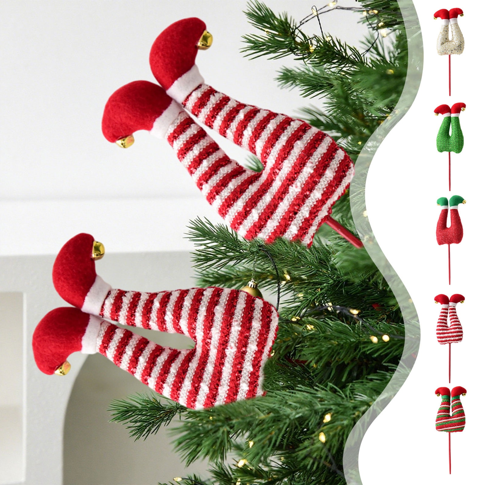 Yhmxh Christmas Elf Legs Boot Pick Striped for Christmas Tree, Stuffed ...