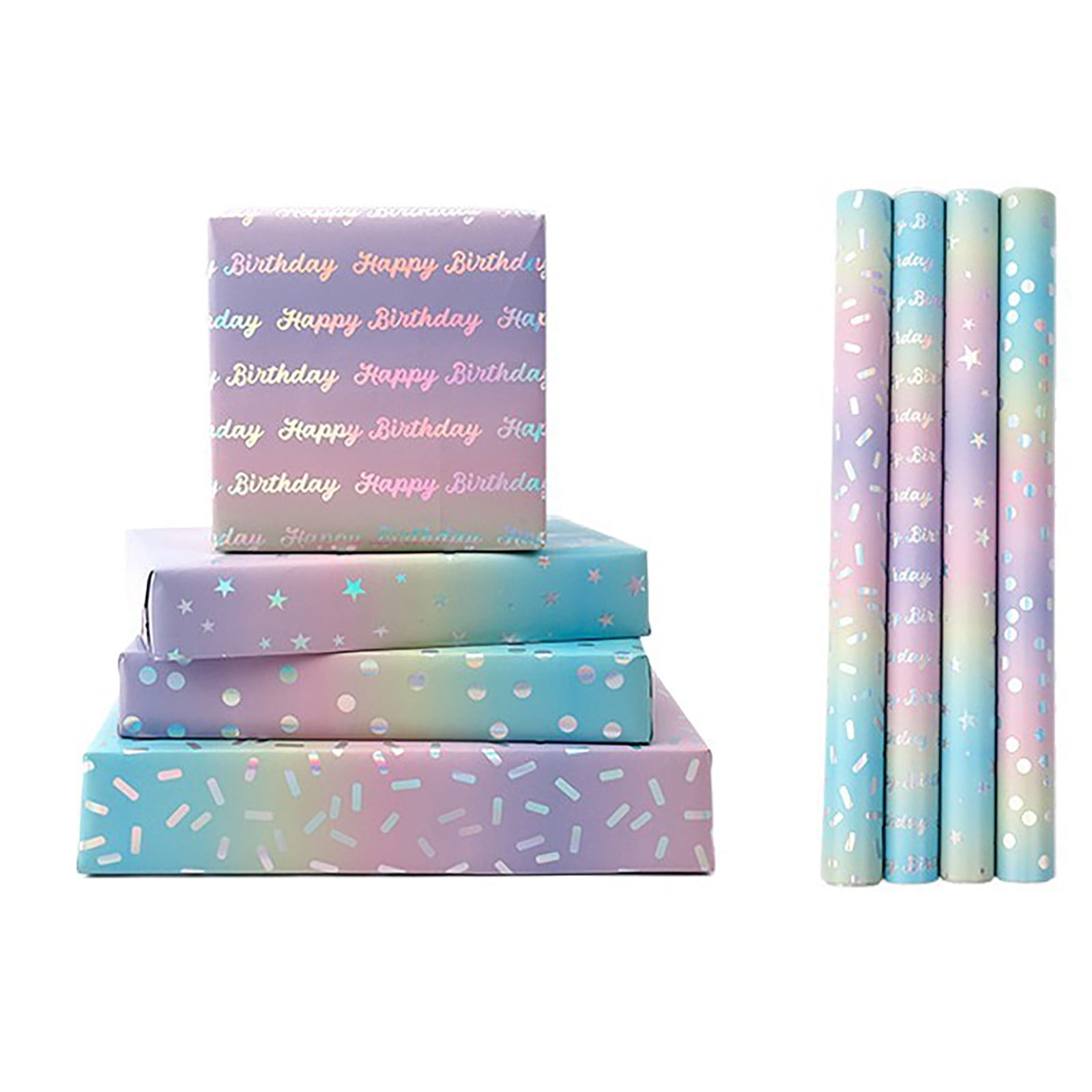 Yhmxh Christmas Wrapping Paper Roll, Metallic Star Gift Wrap Holiday ...