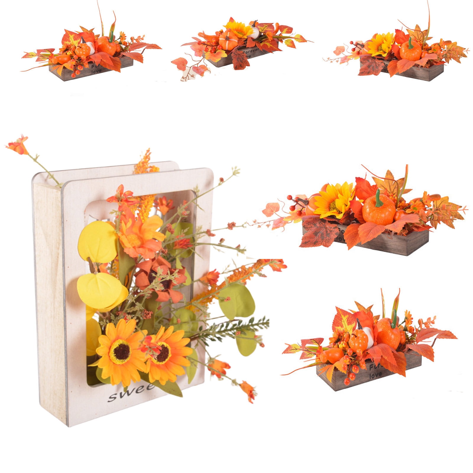 Yhmxh Fall Table Centerpiece Artificial Flowers Bouquet Floral ...