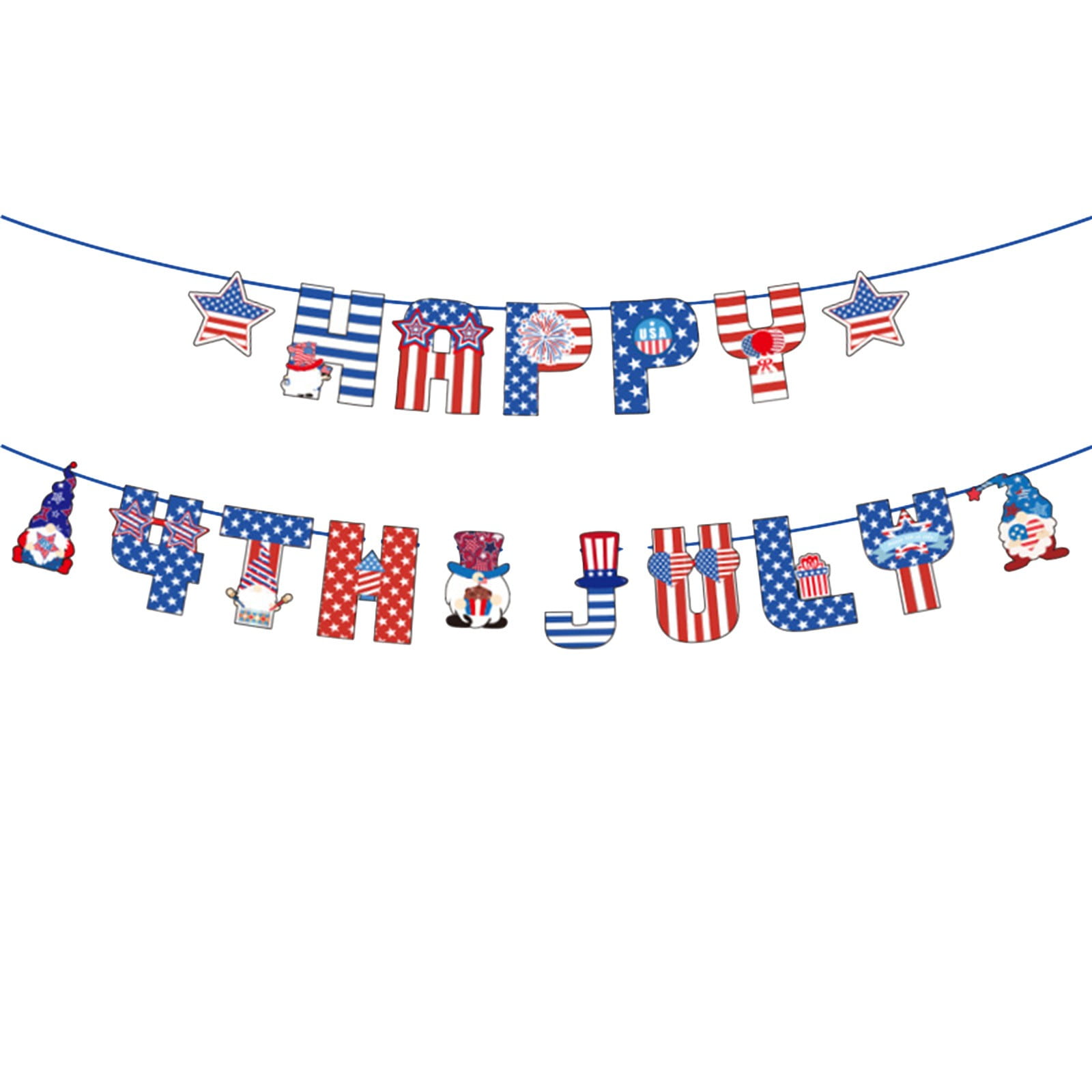 Yhmxh Happy 4th of July Banner, Red Blue White Happy American Fourth of ...