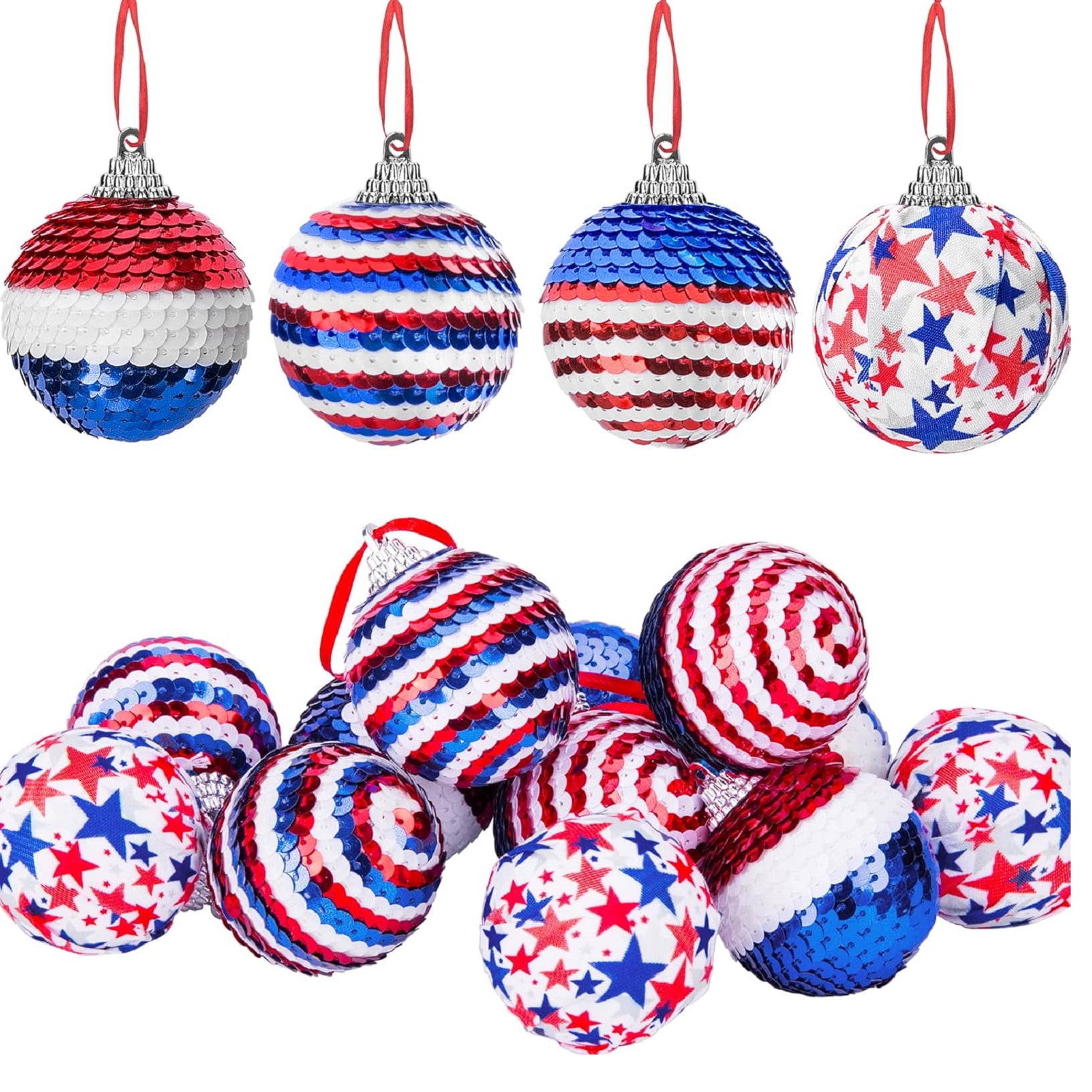 Yhmxh Independence Day Hanging Ball, 3.2 Inch Memorial Day Sequin ...