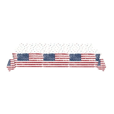 Patriotic Tablecloth Flannel Back PEVA Vinyl, Red White Blue, 60 Round ...