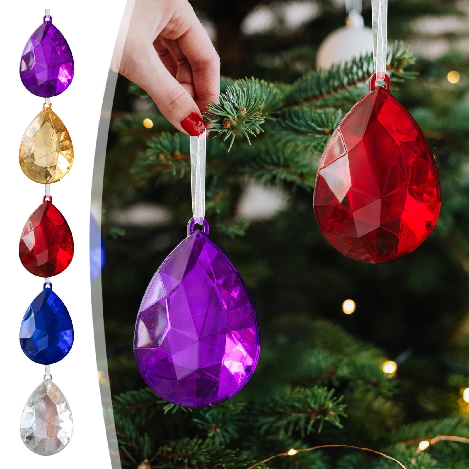 Yhmxh Jewel Ornament Acrylic Jewel Hanging Ornaments for Christmas Tree ...