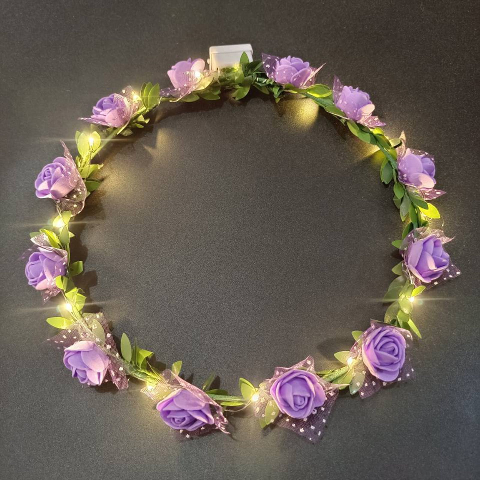Yhmxh LED Flower Crown Headband, Light Up Flower Headbands for Women ...