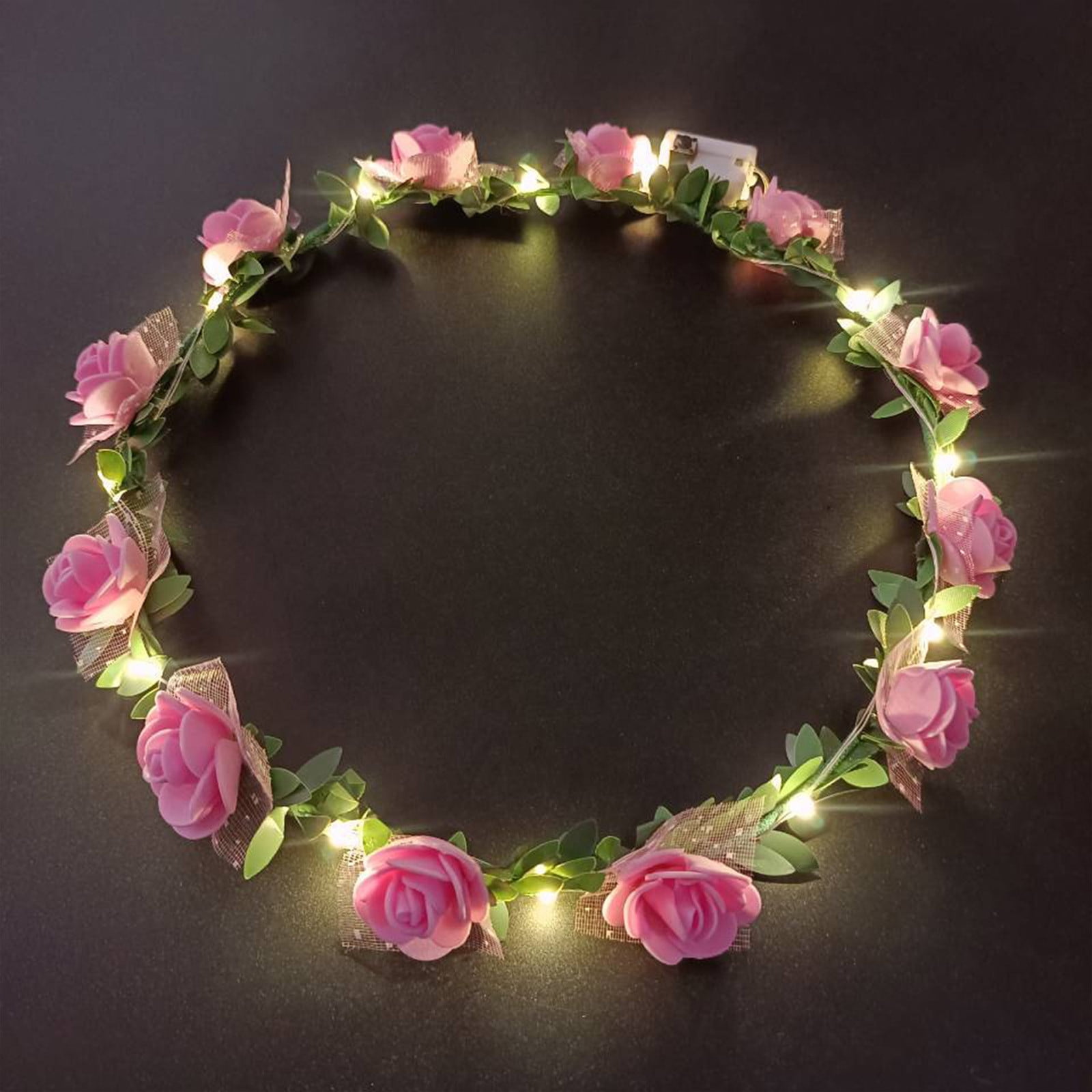 Yhmxh LED Flower Crown Headband, Light Up Flower Headbands for Women ...