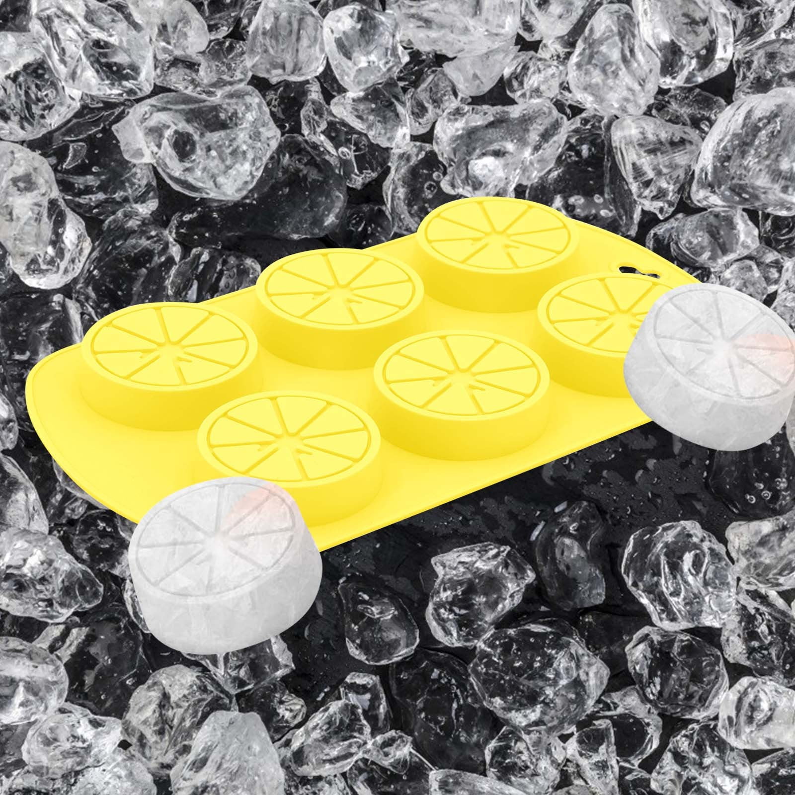 Yhmxh Lemon Shaped Silicone Ice Mold, BPA-Free 6- Cavity Lemon 3D ...