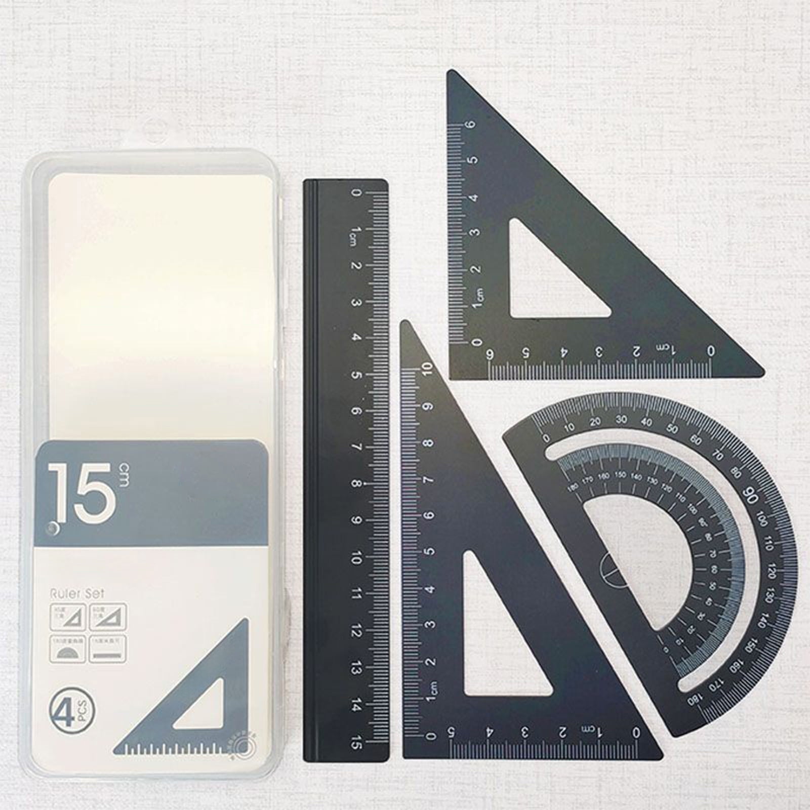 Yhmxh Metal Math Geometry Set, 4 Pcs Math Drafting Ruler Kit with ...