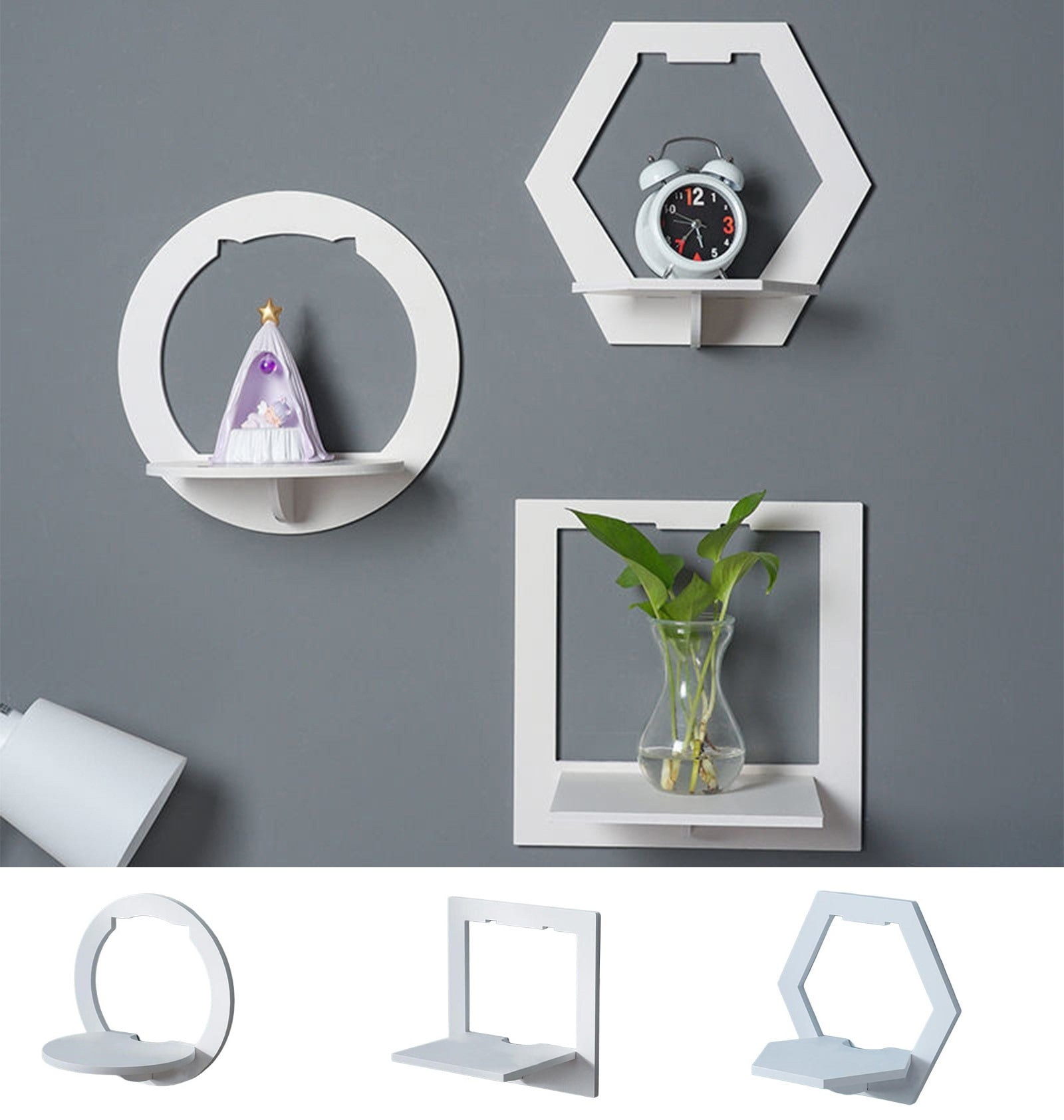 Yhmxh Modern Floating Shelf, Non Drilling Wall Mount Holder for ...