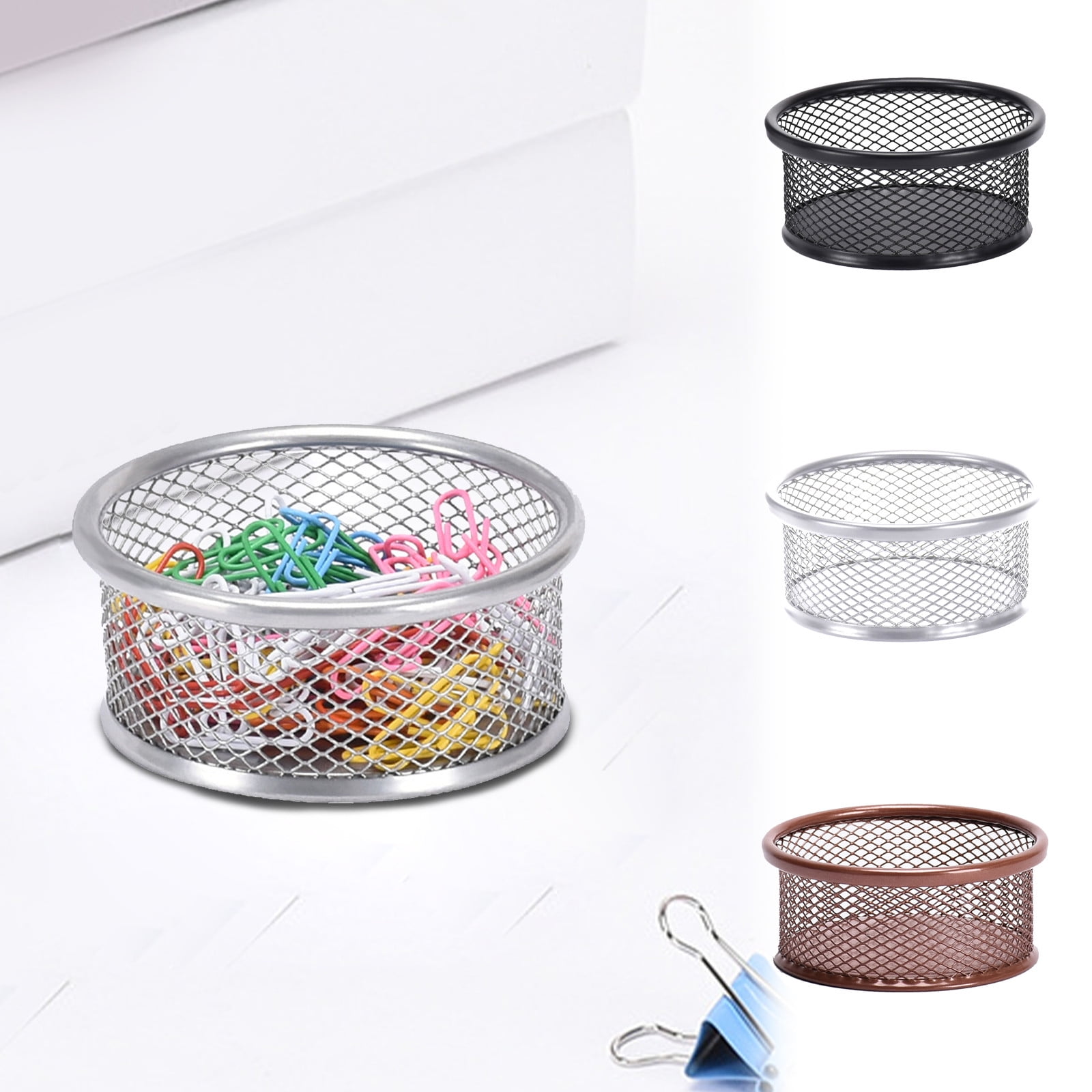 Yhmxh Paper Clip Holder, Silver Wire Mesh Paperclip Holders Hair Clip ...