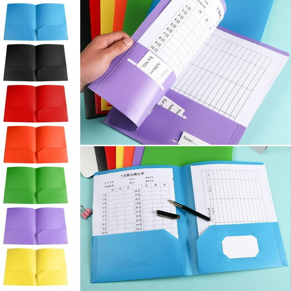 Yhmxh Plastic Folders with Pockets, Sturdy Heavy Duty File Folders with ...
