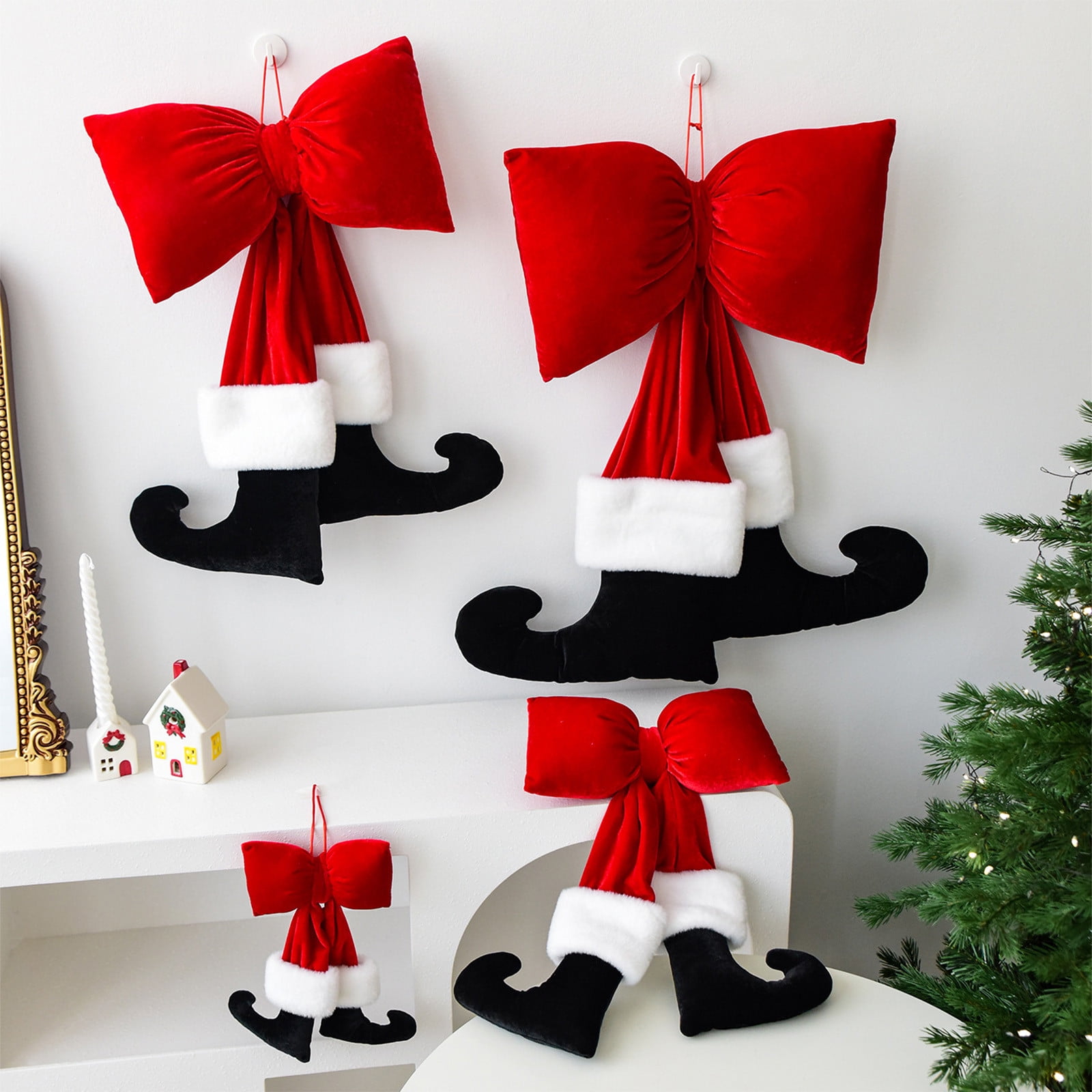 Yhmxh Santa Elf Legs Christmas Leg Bow, Hanging Red Santa Fake Legs ...