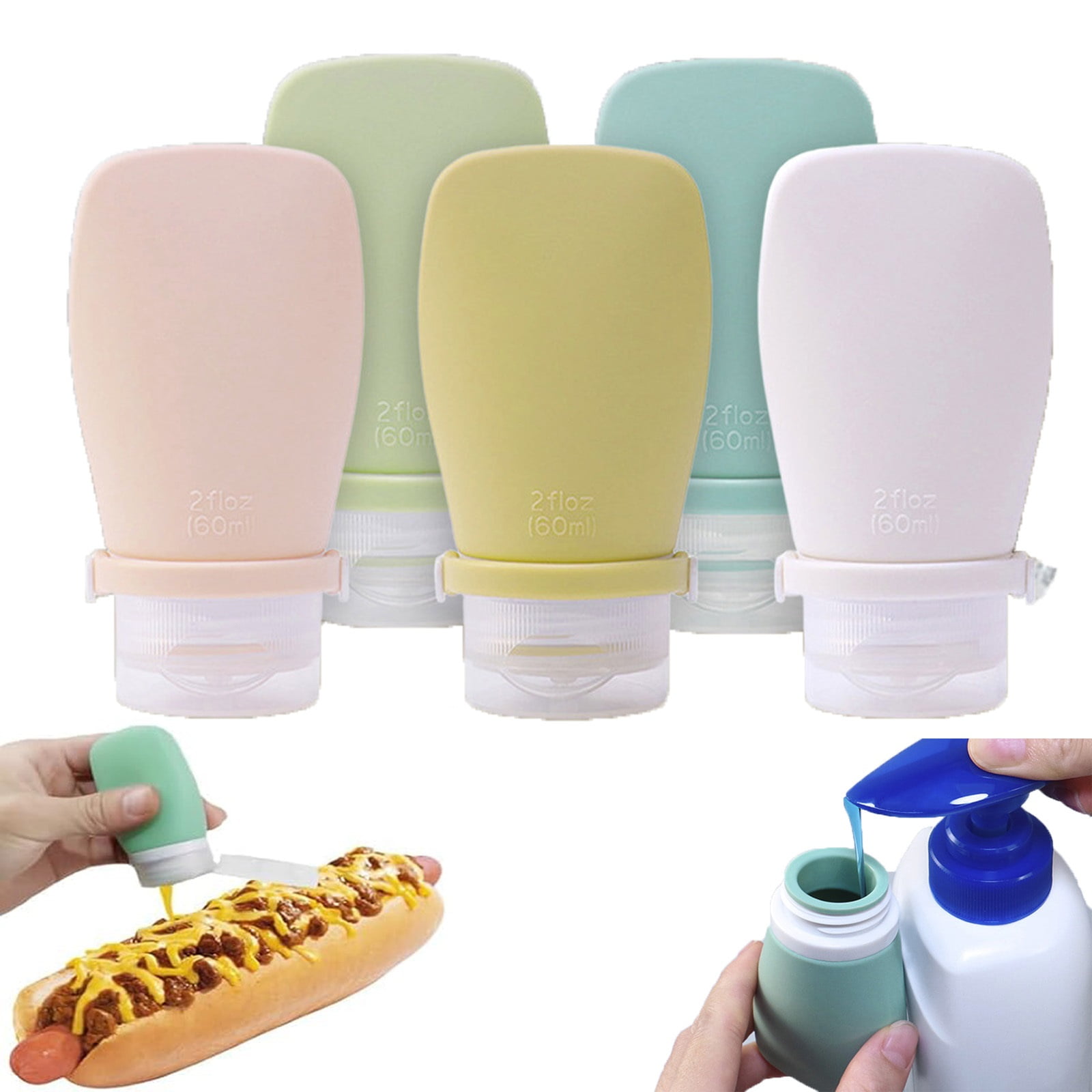 Yhmxh Silicone Travel Bottles Leak Proof Mini Condiment Bottles, Food ...