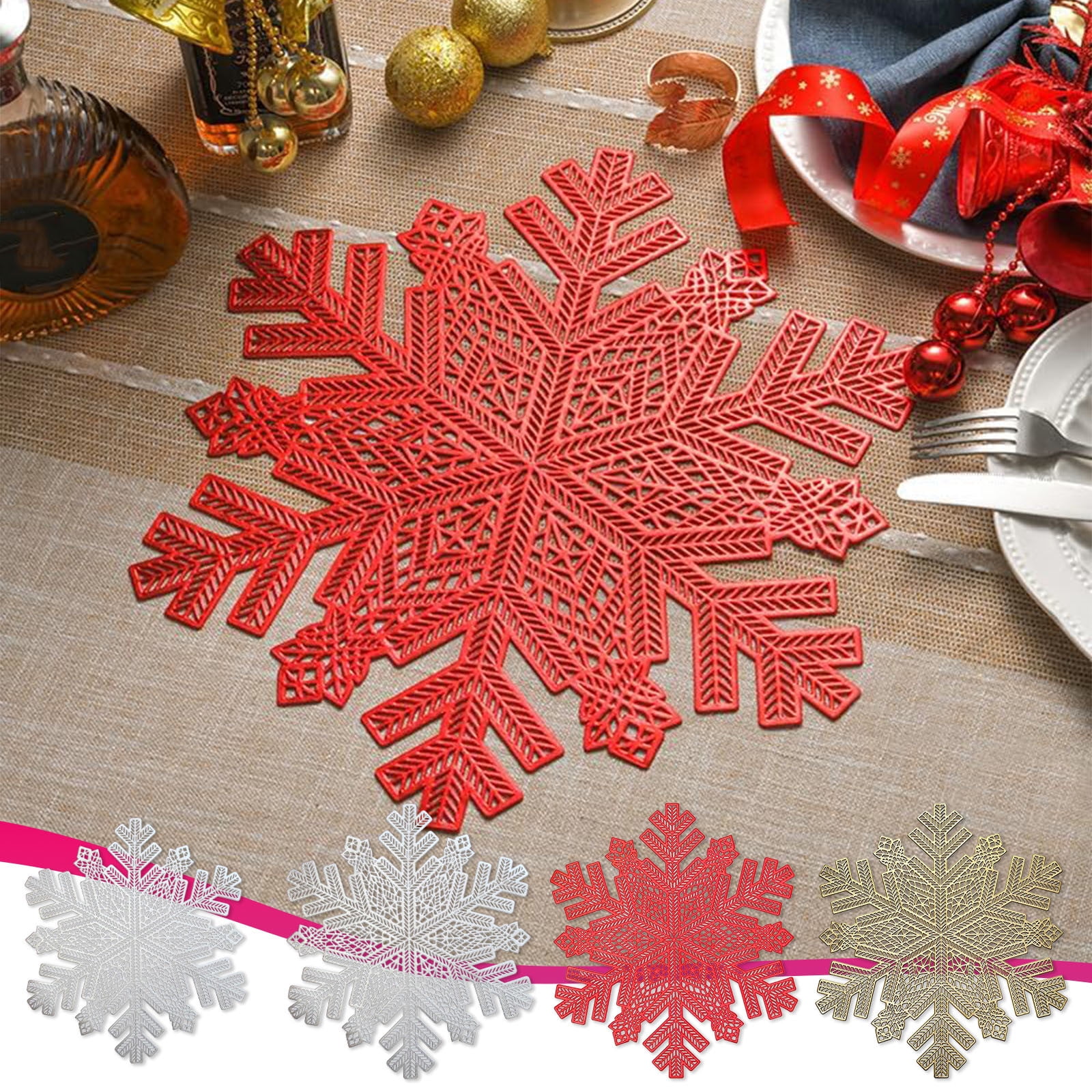 Yhmxh Snowflake Placemats, Christmas Decorations Elegant Tablemats ...