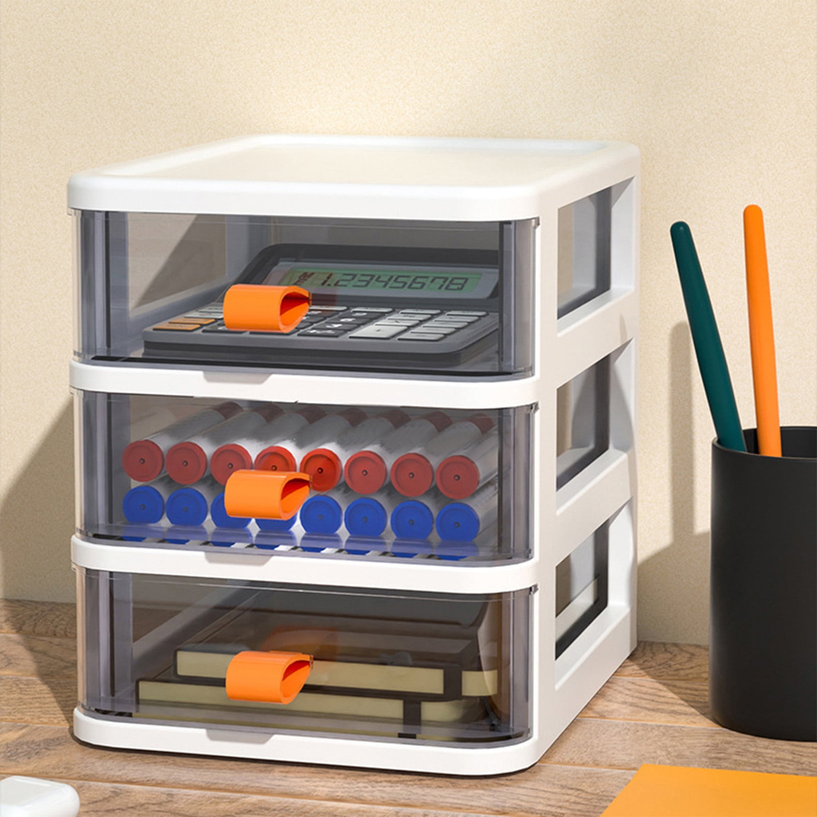 Yhmxh Three Layers Desk Organizer, Plastic Storage Drawer Bins, Small ...